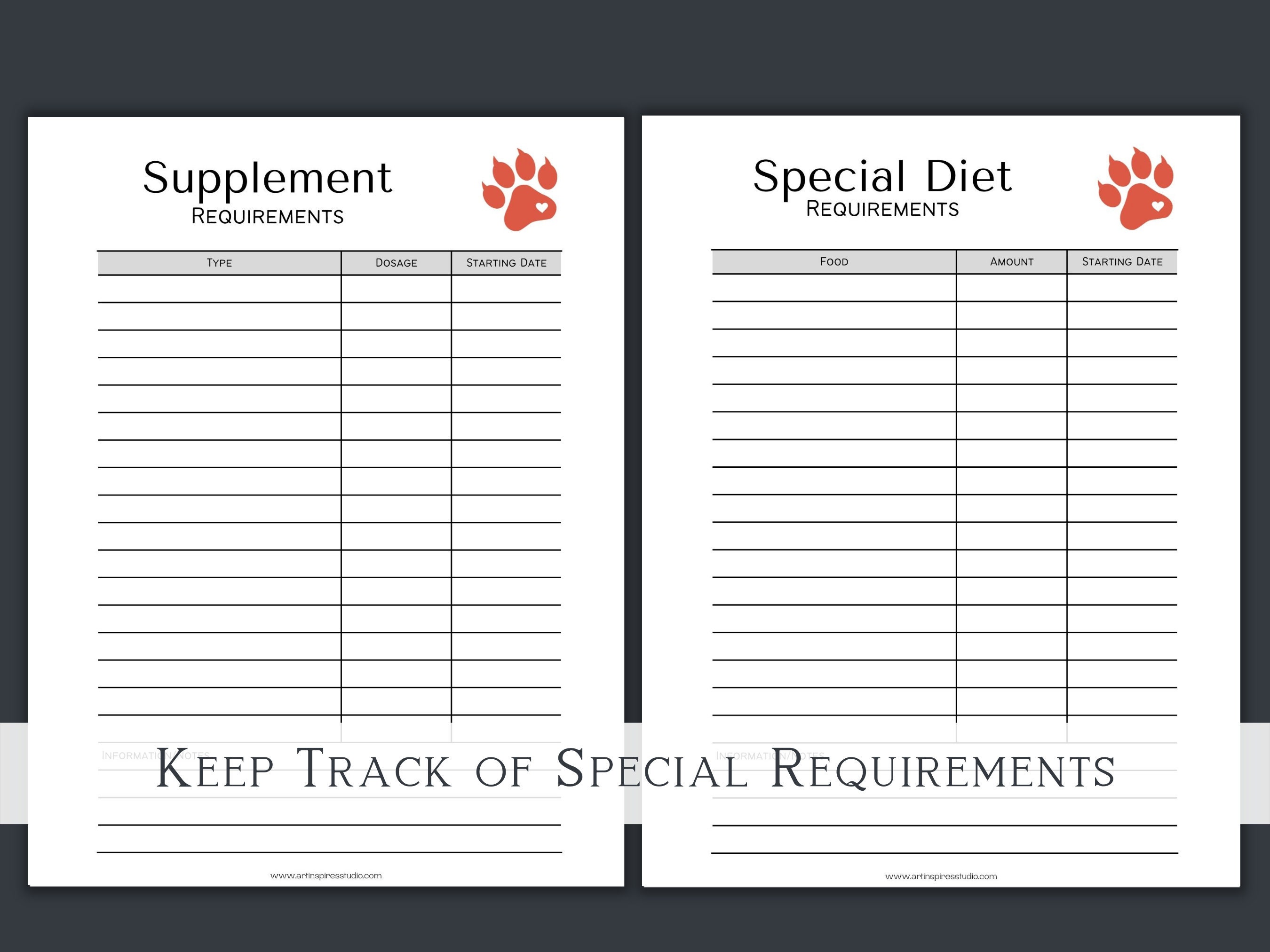 Pet Planner, Printable Pet Organiser, Pet Care, Pet Sitter, Pet Notes ...