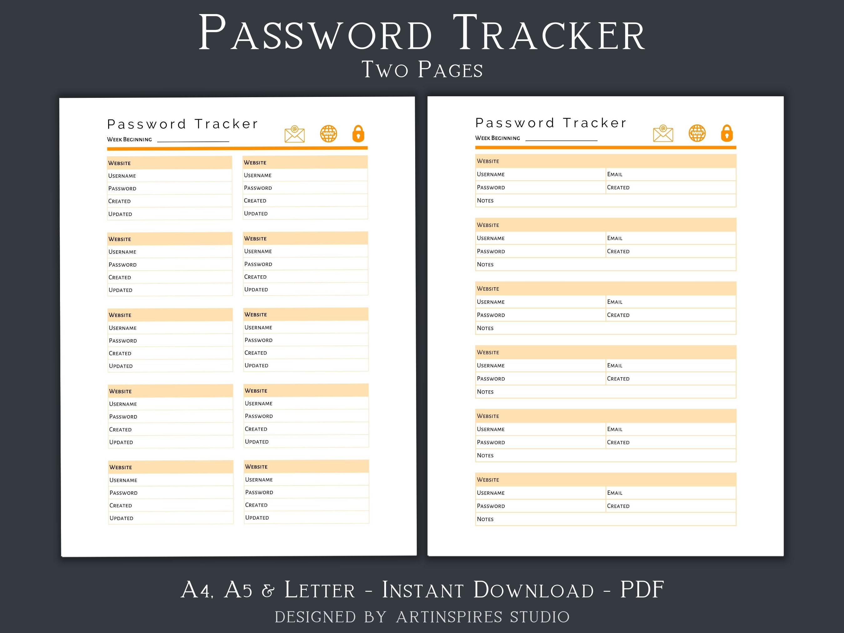 Password Tracker Printable, Password Keeper, Password Planner Printable ...