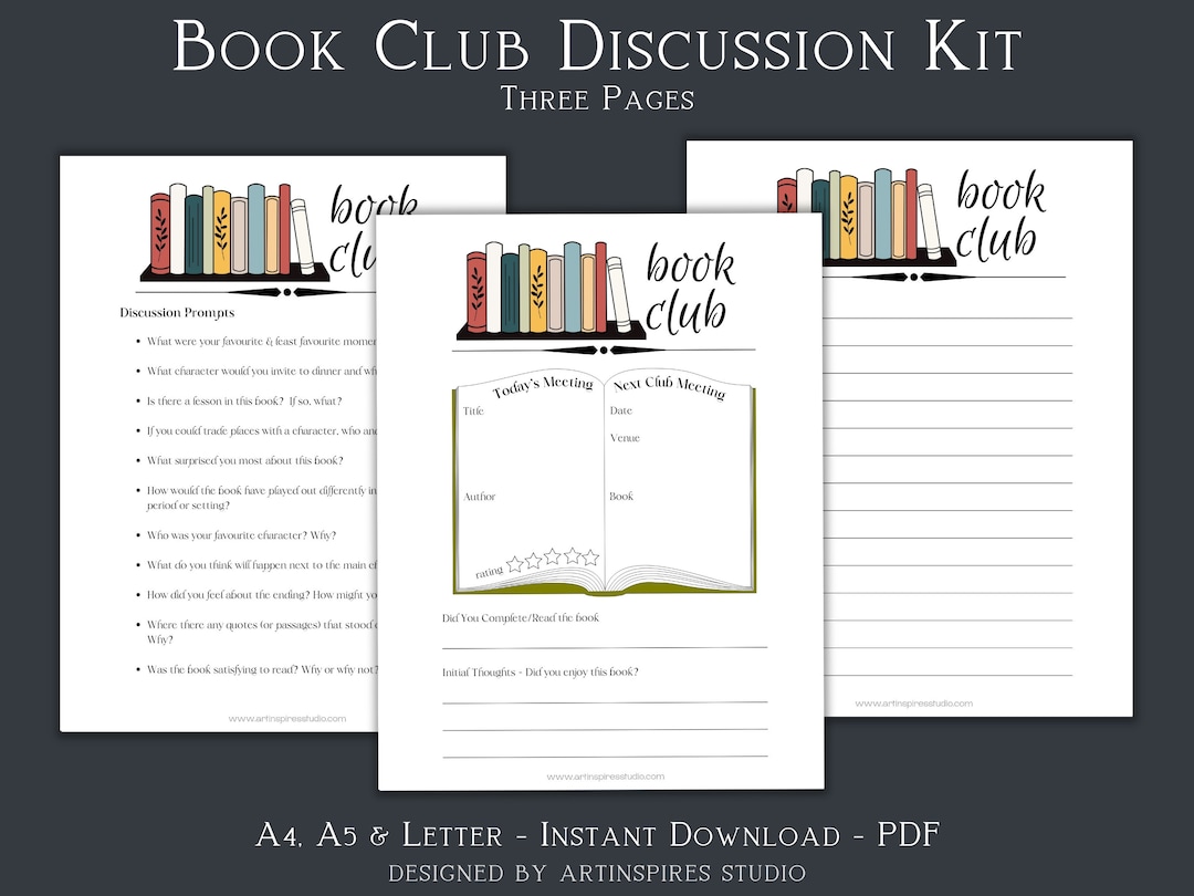Book Club Planner, Book Club Discussion Bundle, Reading Journal ...