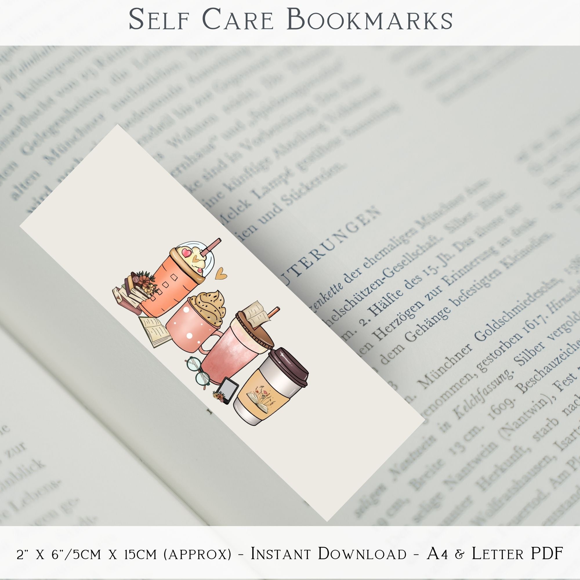 Coffee & Books Bookmarks, INSTANT DOWNLOAD, Printable Bookmarks, Book ...