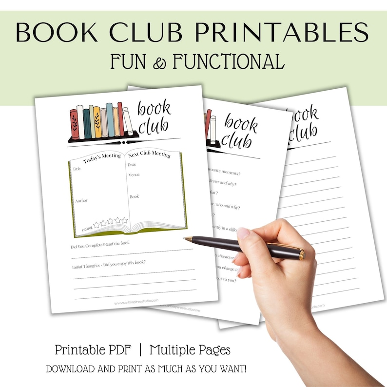 Book Club Planner Book Club Discussion Bundle Reading - Etsy