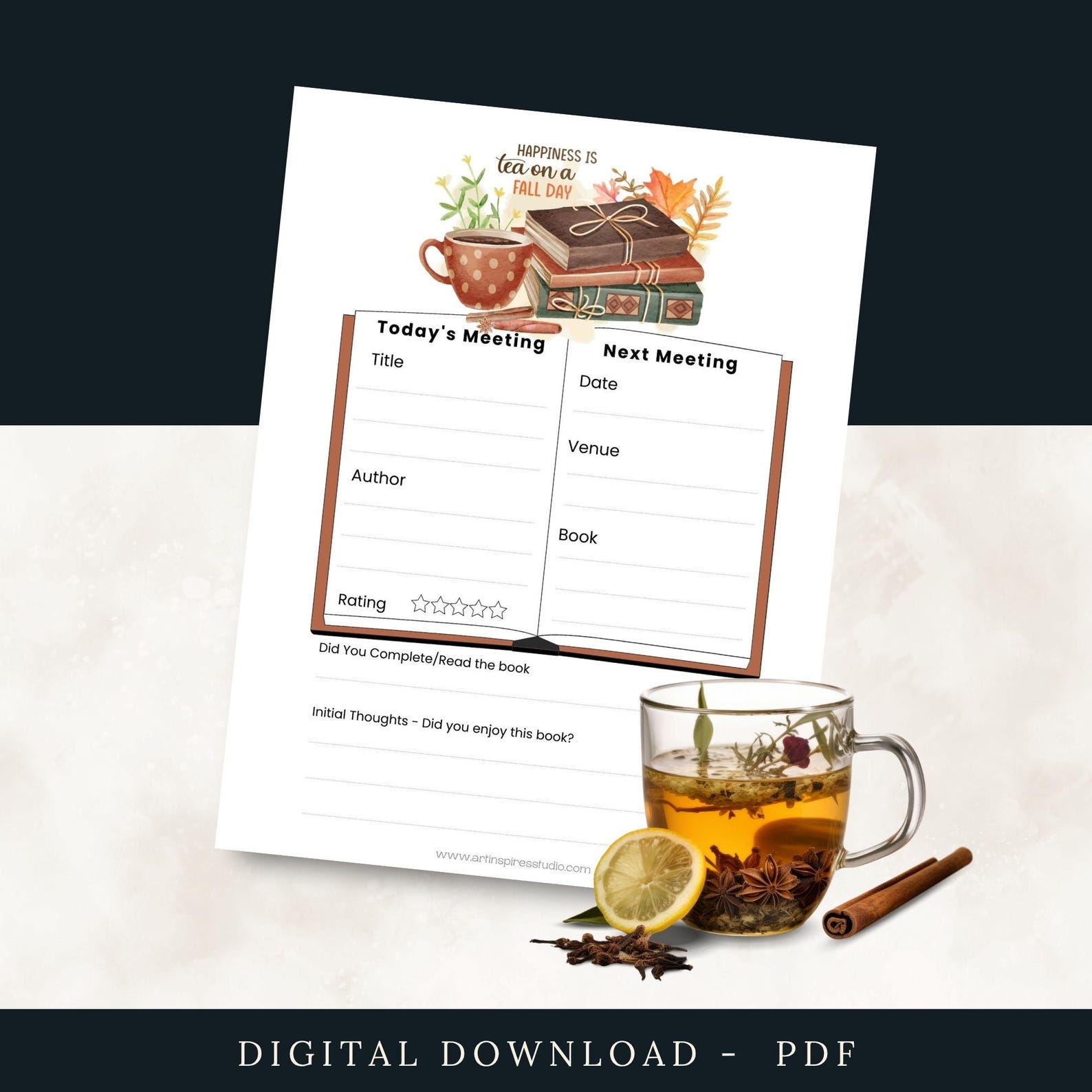 Tea Book Club Planner, Book Club Discussion, Book Review, Reading ...