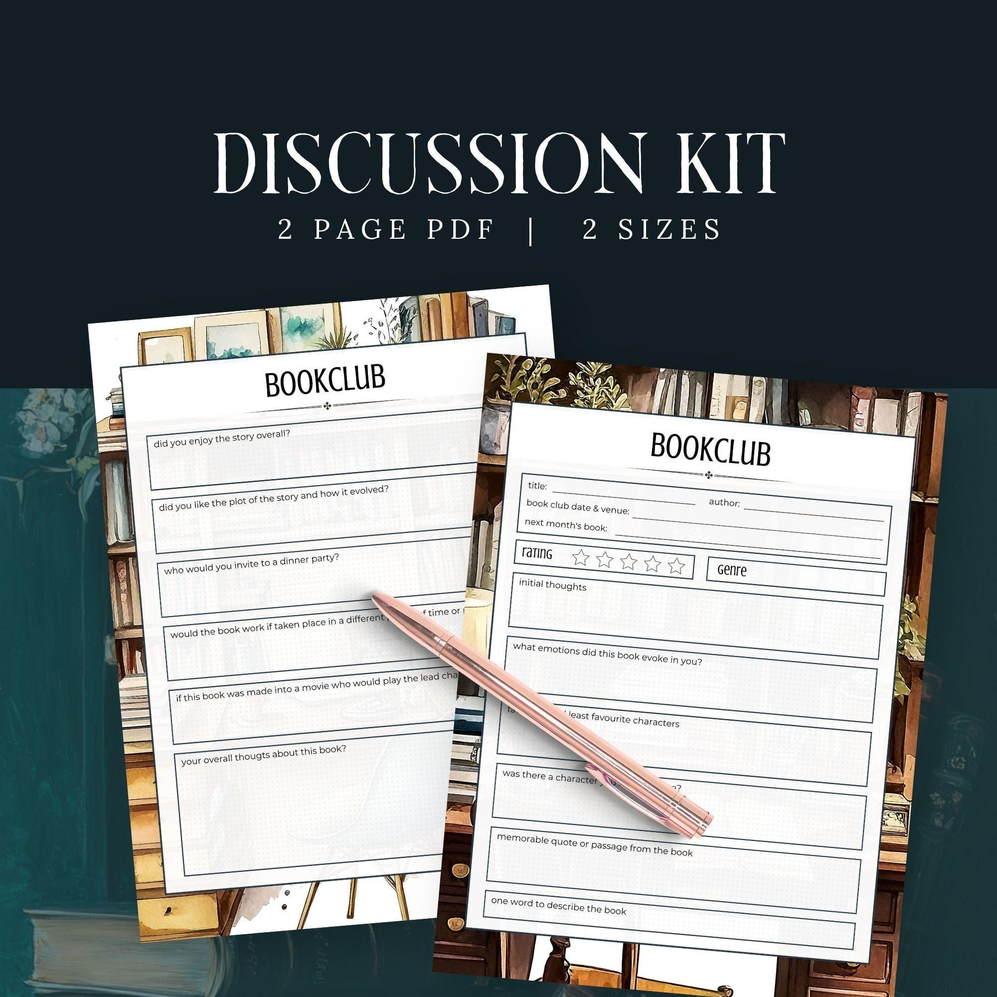 Book Club Printable, Book Club Discussions, DOWNLOAD, Questions for ...