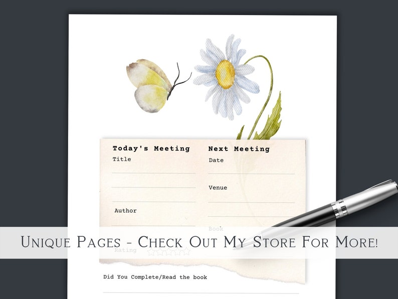 Daisy Book Club Planner Book Club Discussion Book Review - Etsy