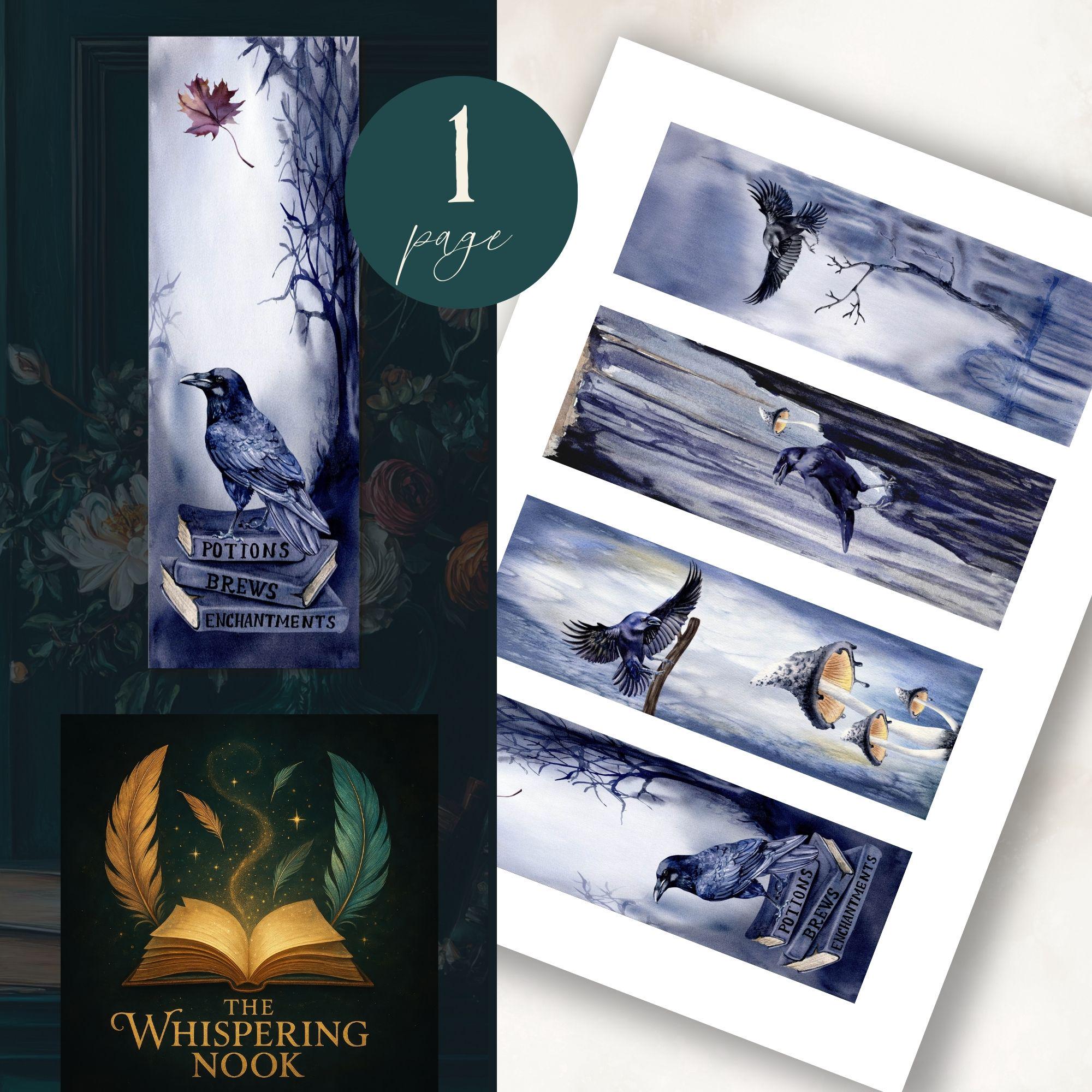Raven Printable Bookmarks, Raven Book Gift, Raven Bookmarks, Booklovers ...