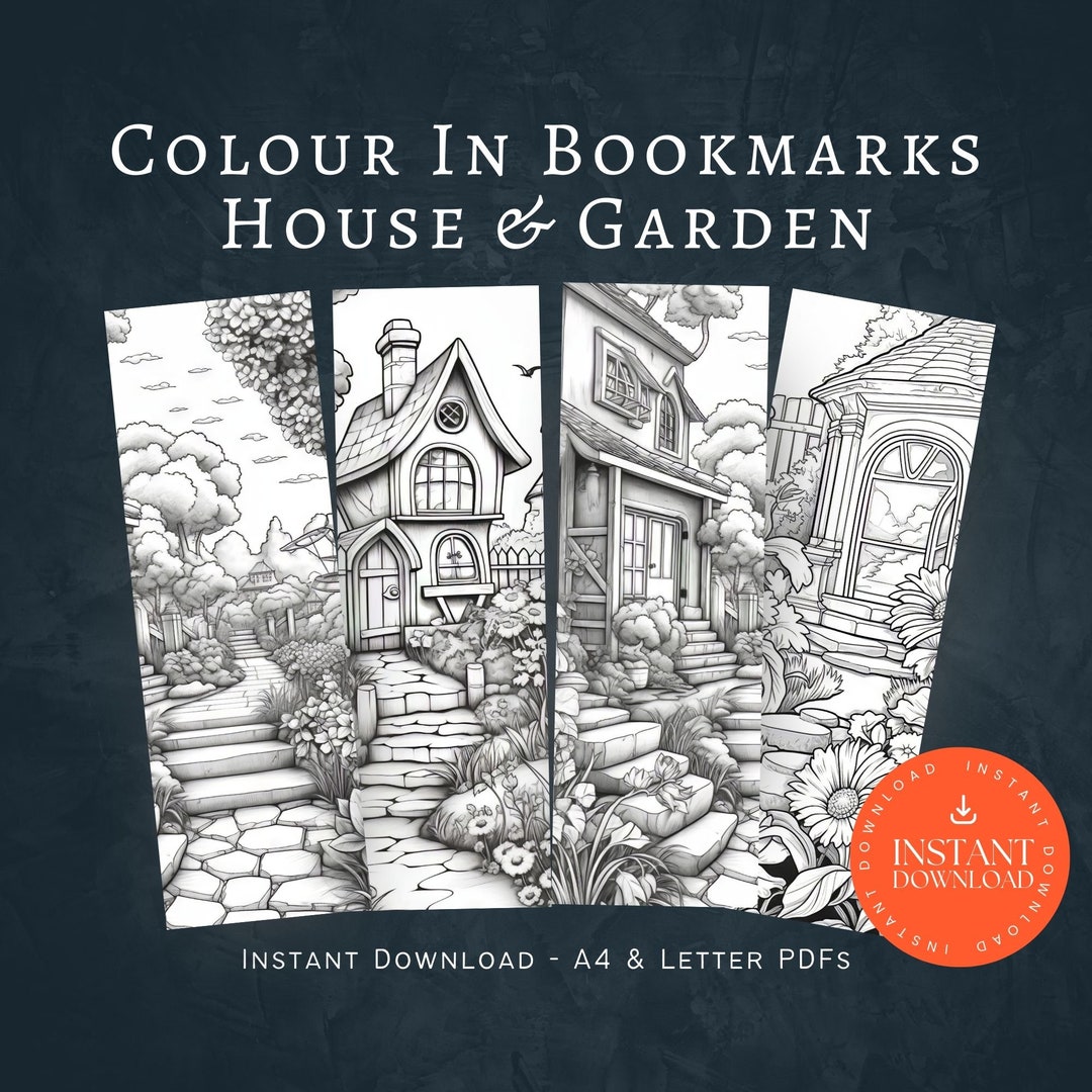 Colour in Garden Bookmarks, INSTANT DOWNLOAD, Printable Bookmarks, Book ...