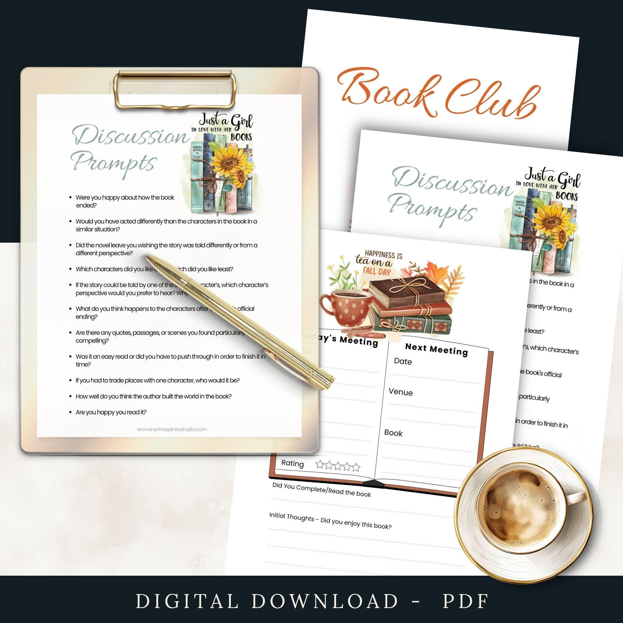 Tea Book Club Planner, Book Club Discussion, Book Review, Reading ...