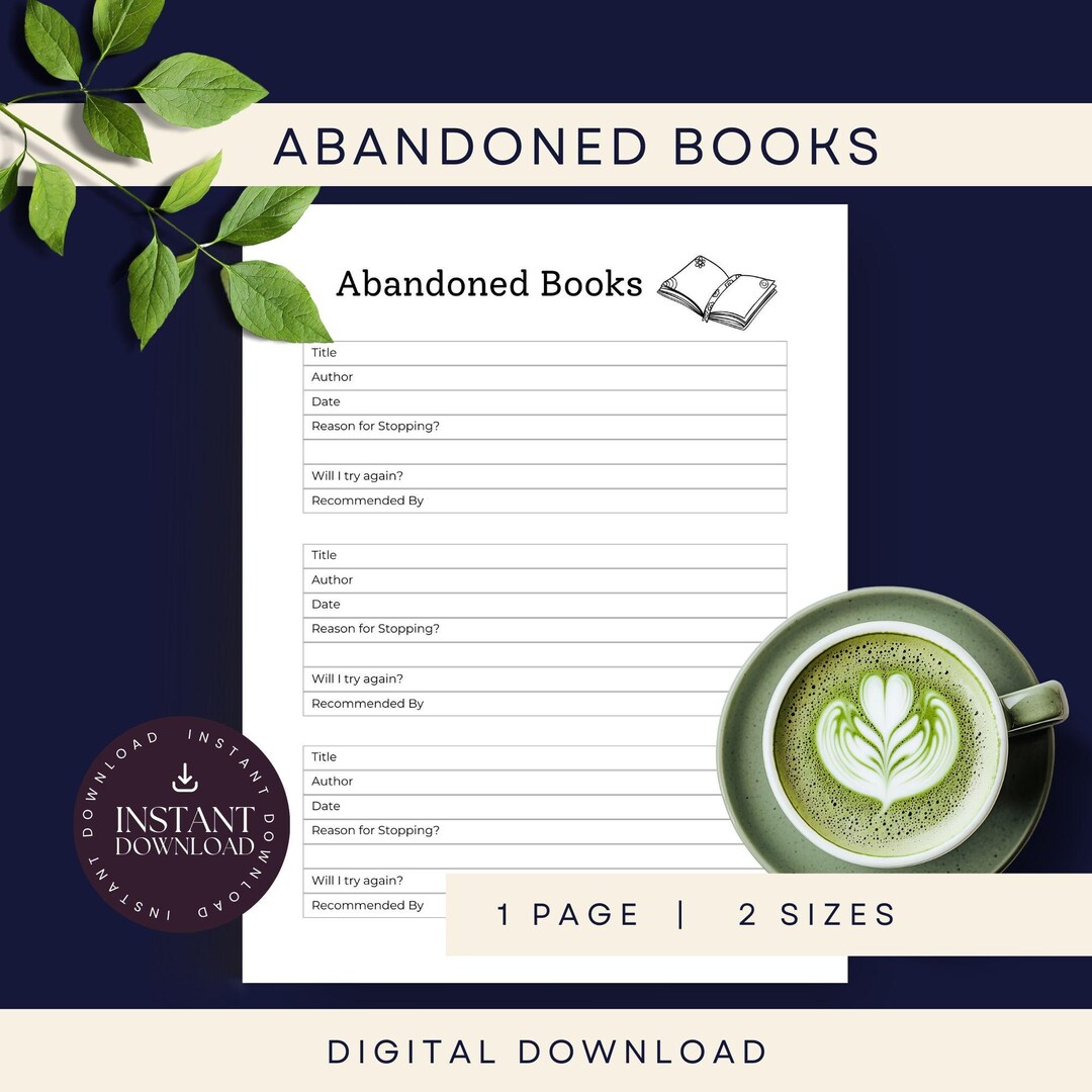 Abandoned Books Log, DNF Book PDF, Reading Journal, Unfinished Reads ...