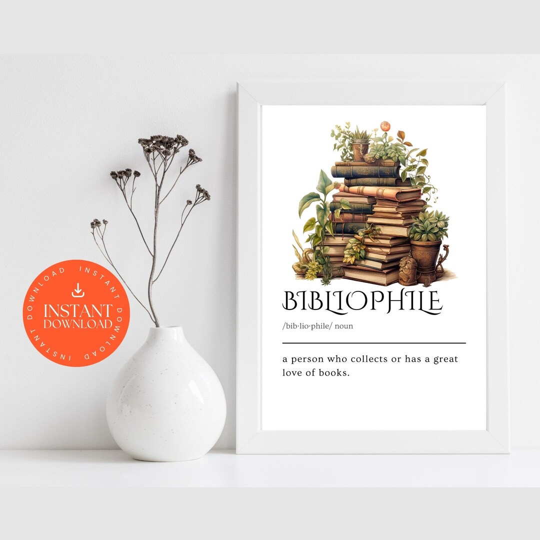 Bibliophile Definition Wall Art, DOWNLOAD, Library Poster Printable, Book Club Gift, Definition ...