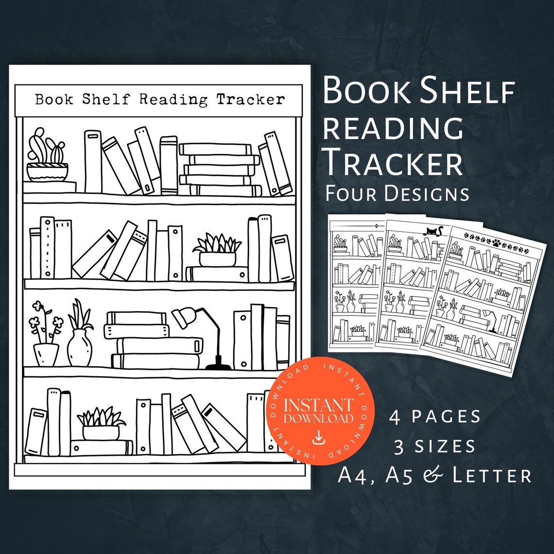 Bookshelf Reading Tracker, INSTANT DOWNLOAD, Bookshelf Reading Log ...