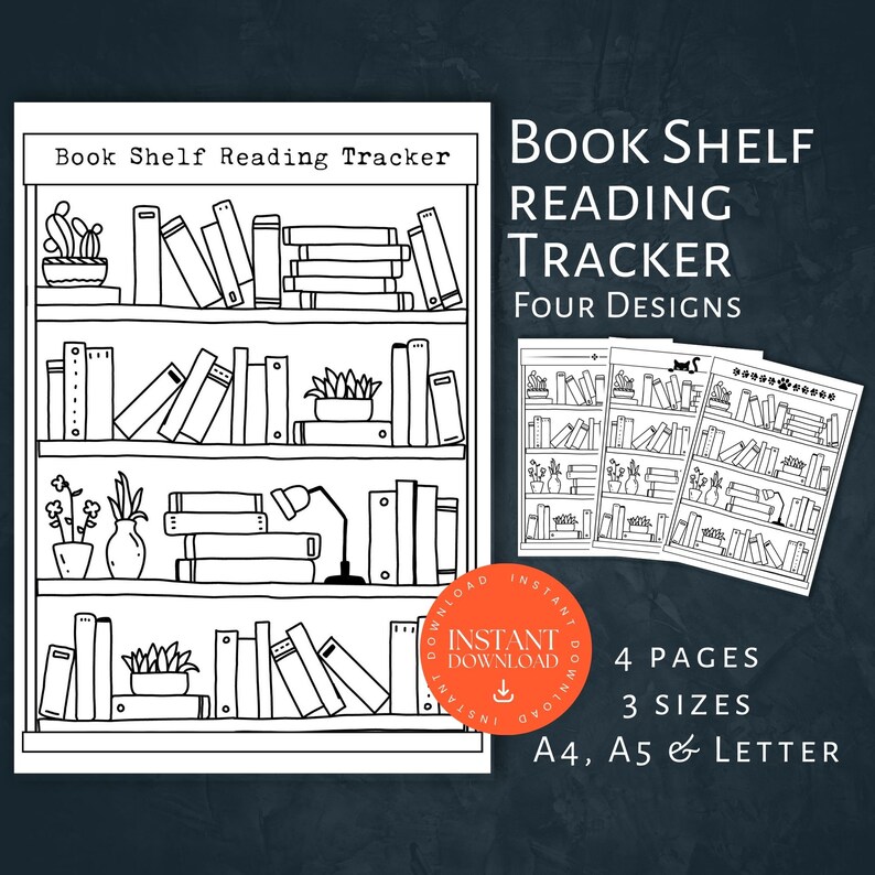 Bookshelf Reading Tracker, INSTANT DOWNLOAD, Bookshelf Reading Log ...