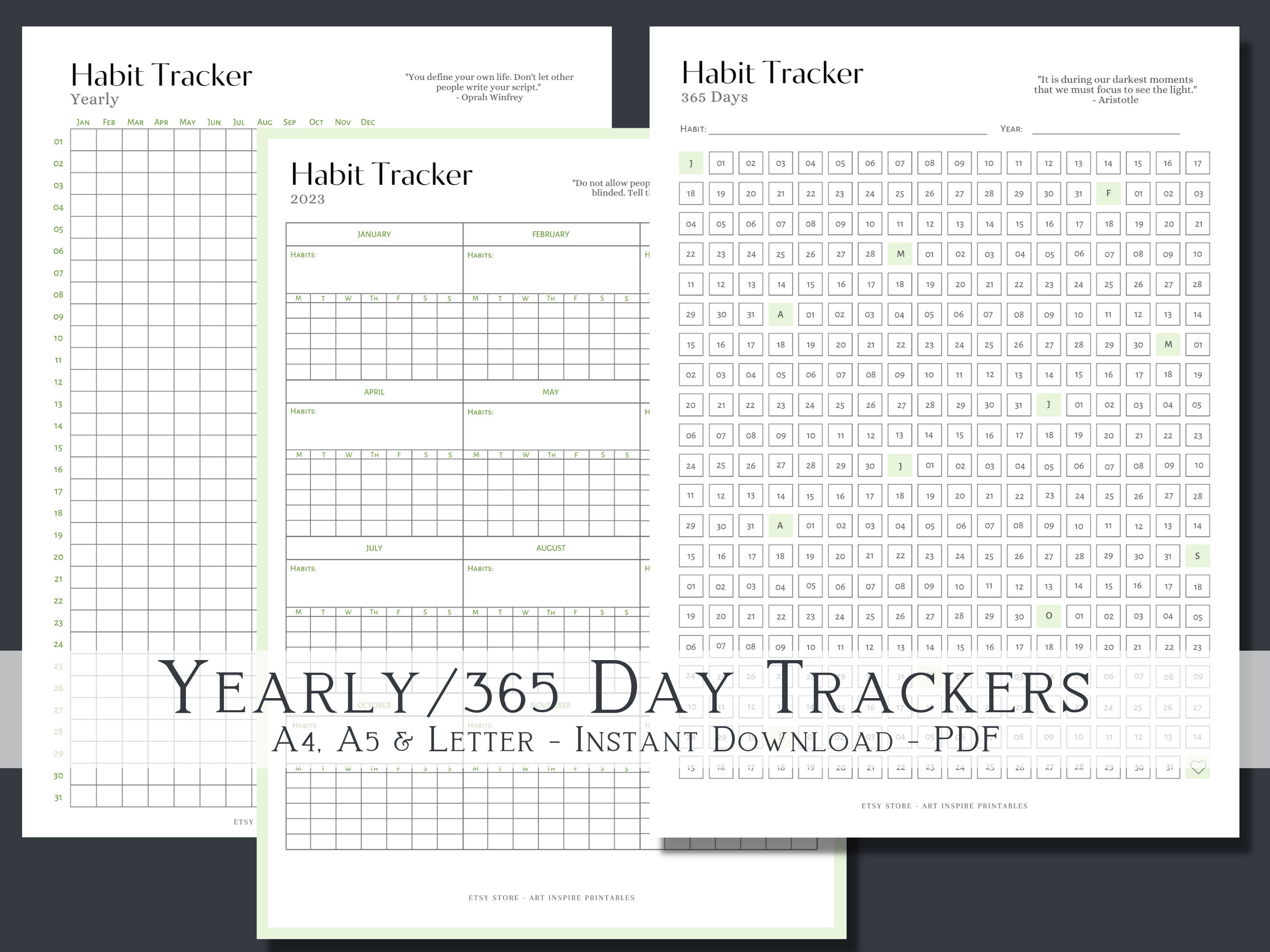 Habit Tracker Printable, Goal Planner, Weekly Habit Printable, Monthly ...