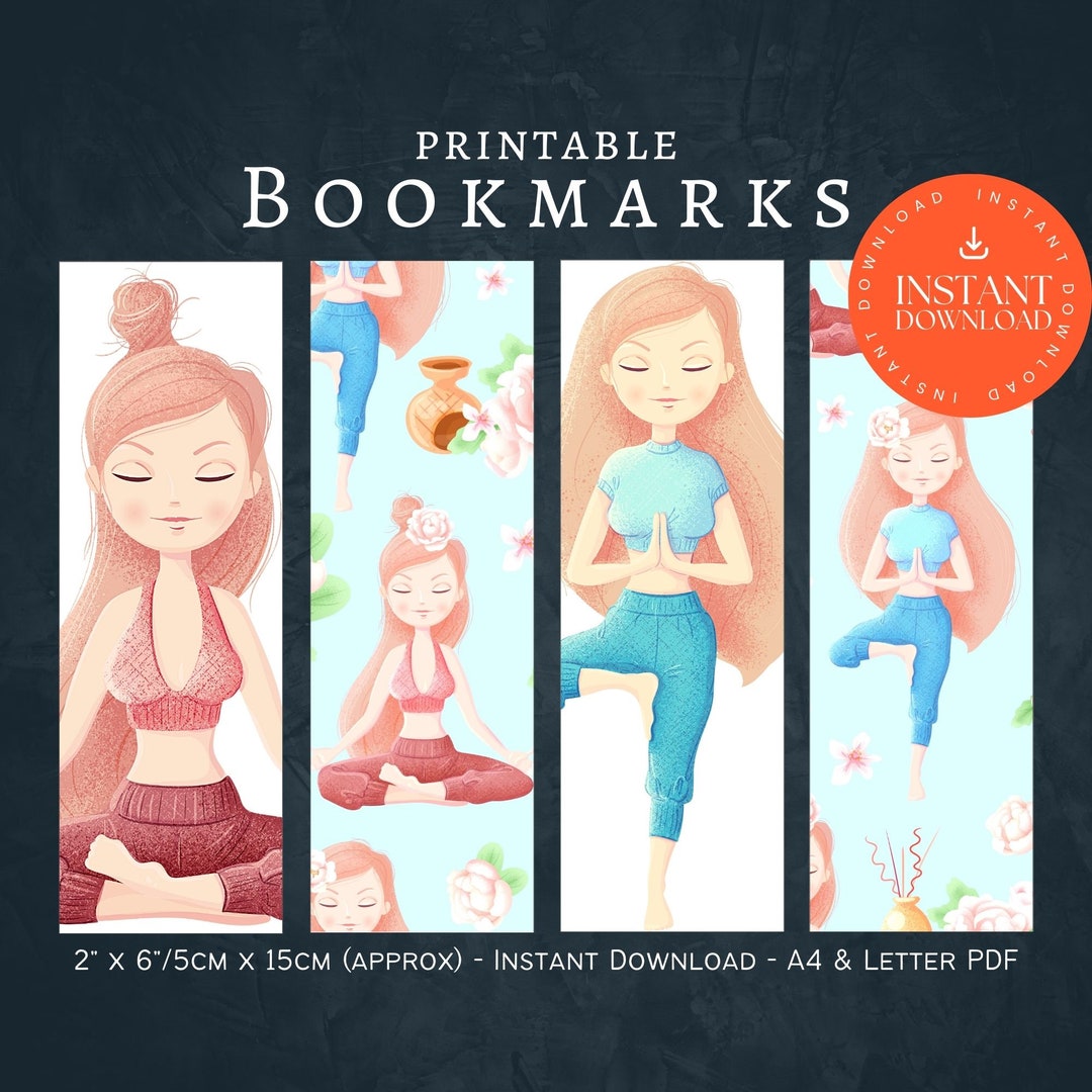 Printable Yoga Bookmarks, INSTANT DOWNLOAD, Printable Bookmark, Book ...