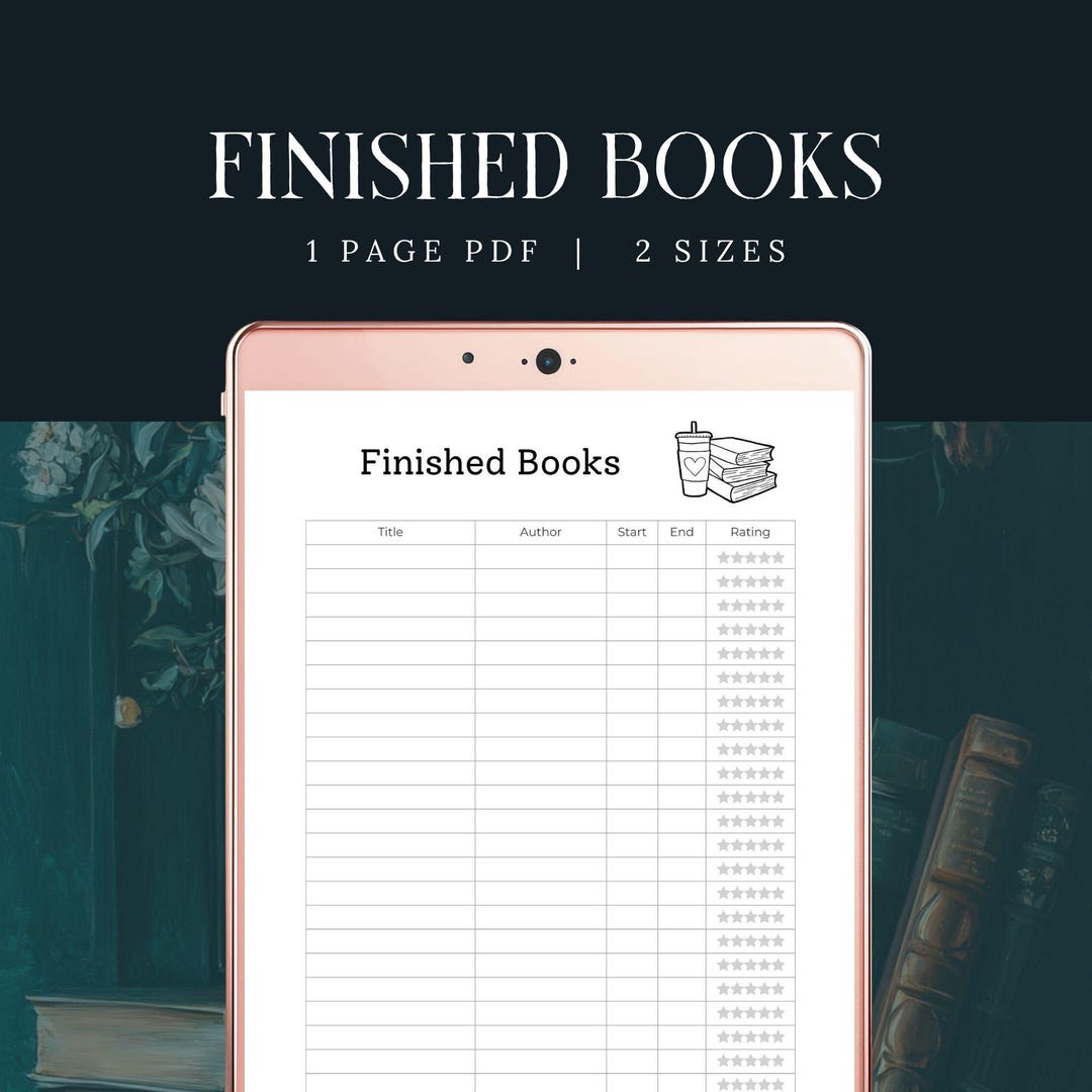 Finished Book Tracker Printable, INSTANT DOWNLOAD, Book Club Kit ...