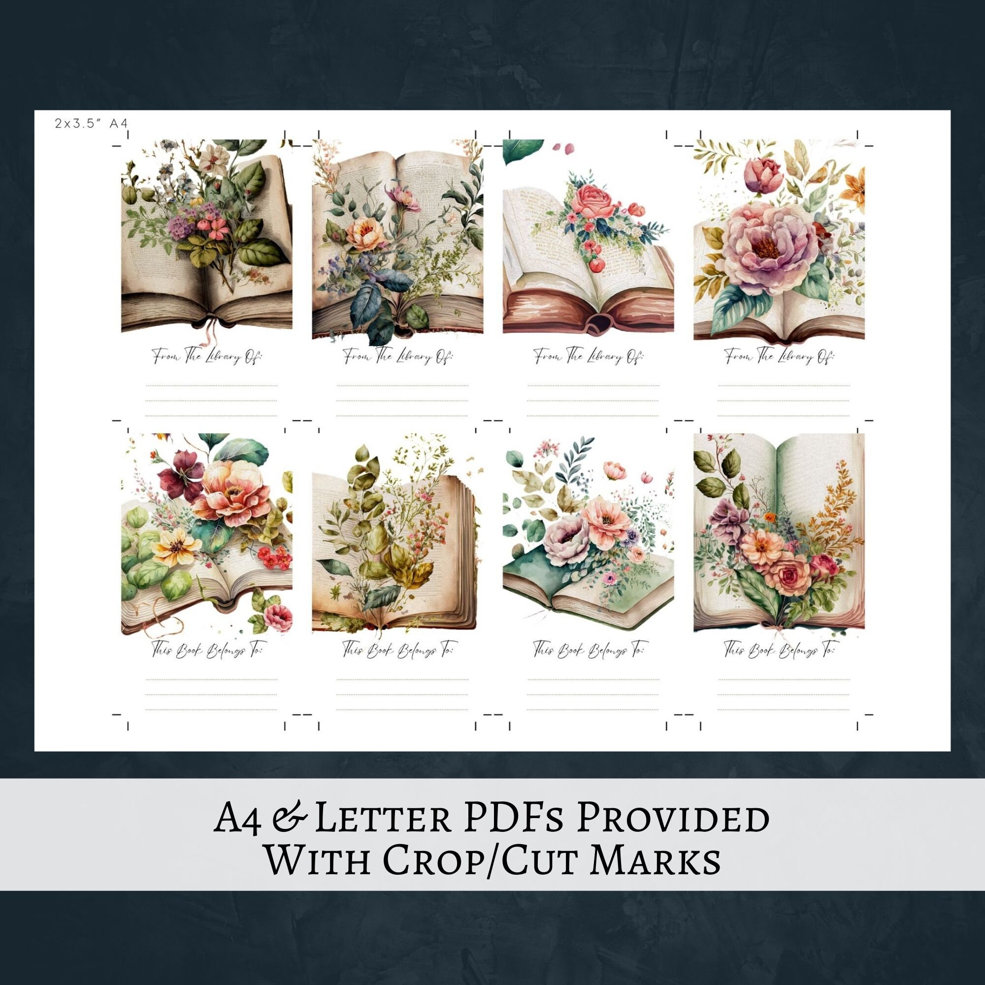 Floral Bookplates INSTANT DOWNLOAD PDF Printable Bookplates - Etsy
