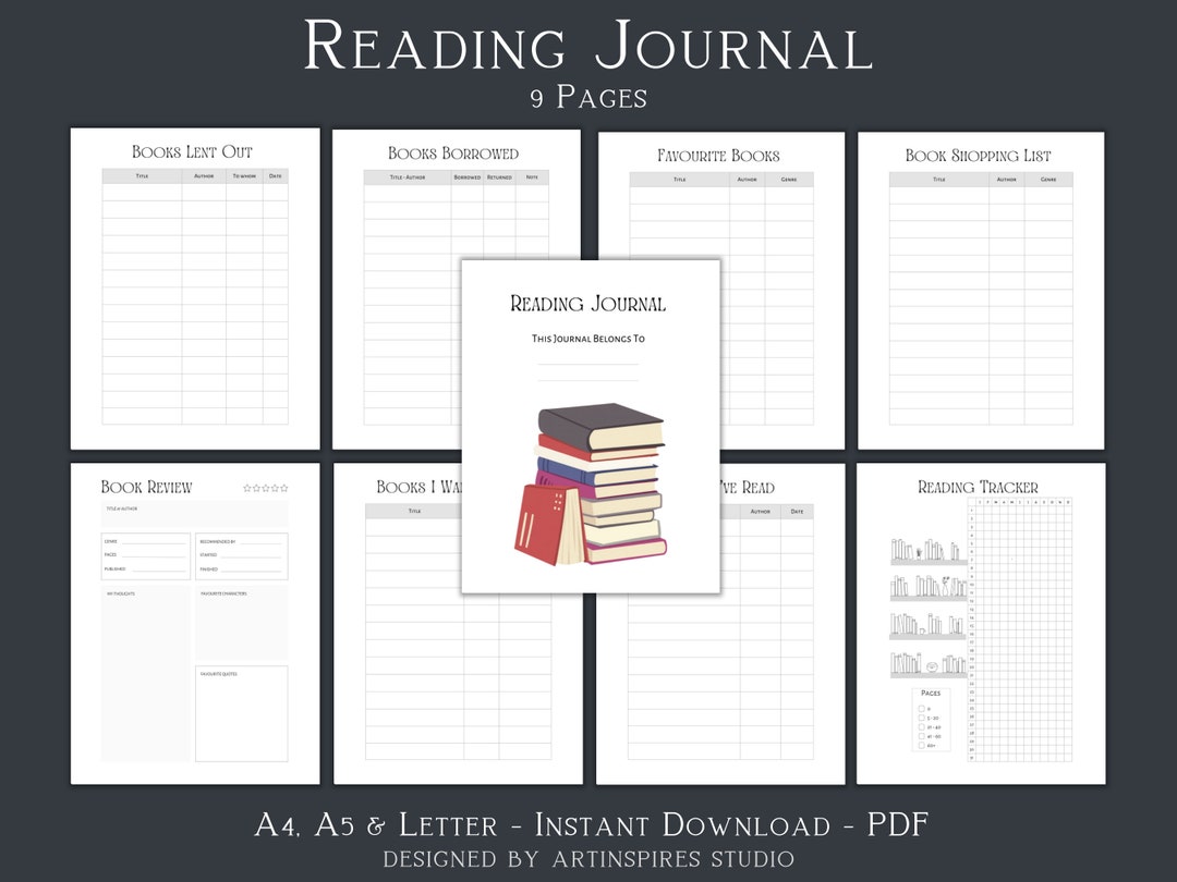 Reading Journal, Printable Book Planner, Reading Planner, Printable ...