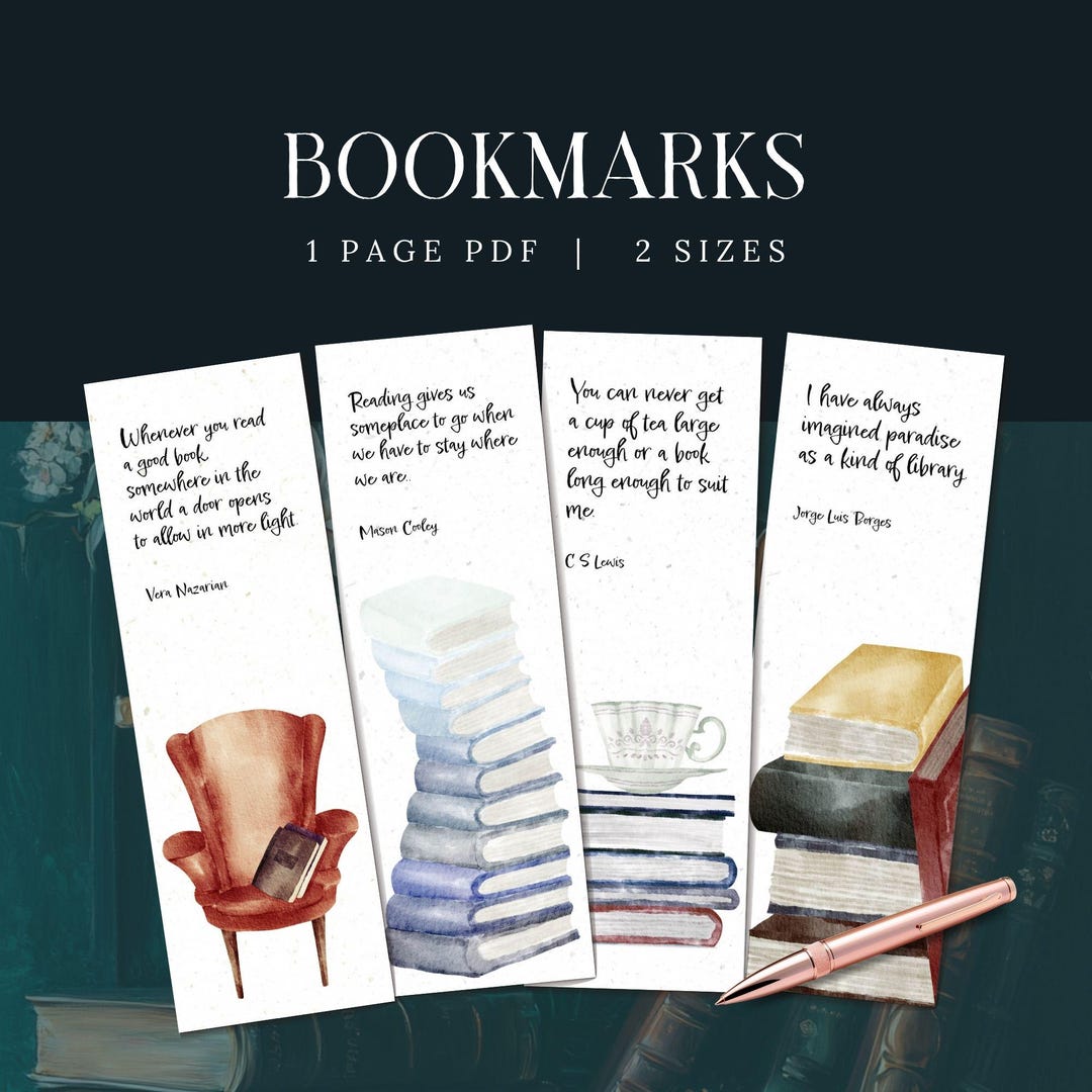 Quote Bookmark Printable, Reading Book Gift, Teacher Bookmarks, Book ...