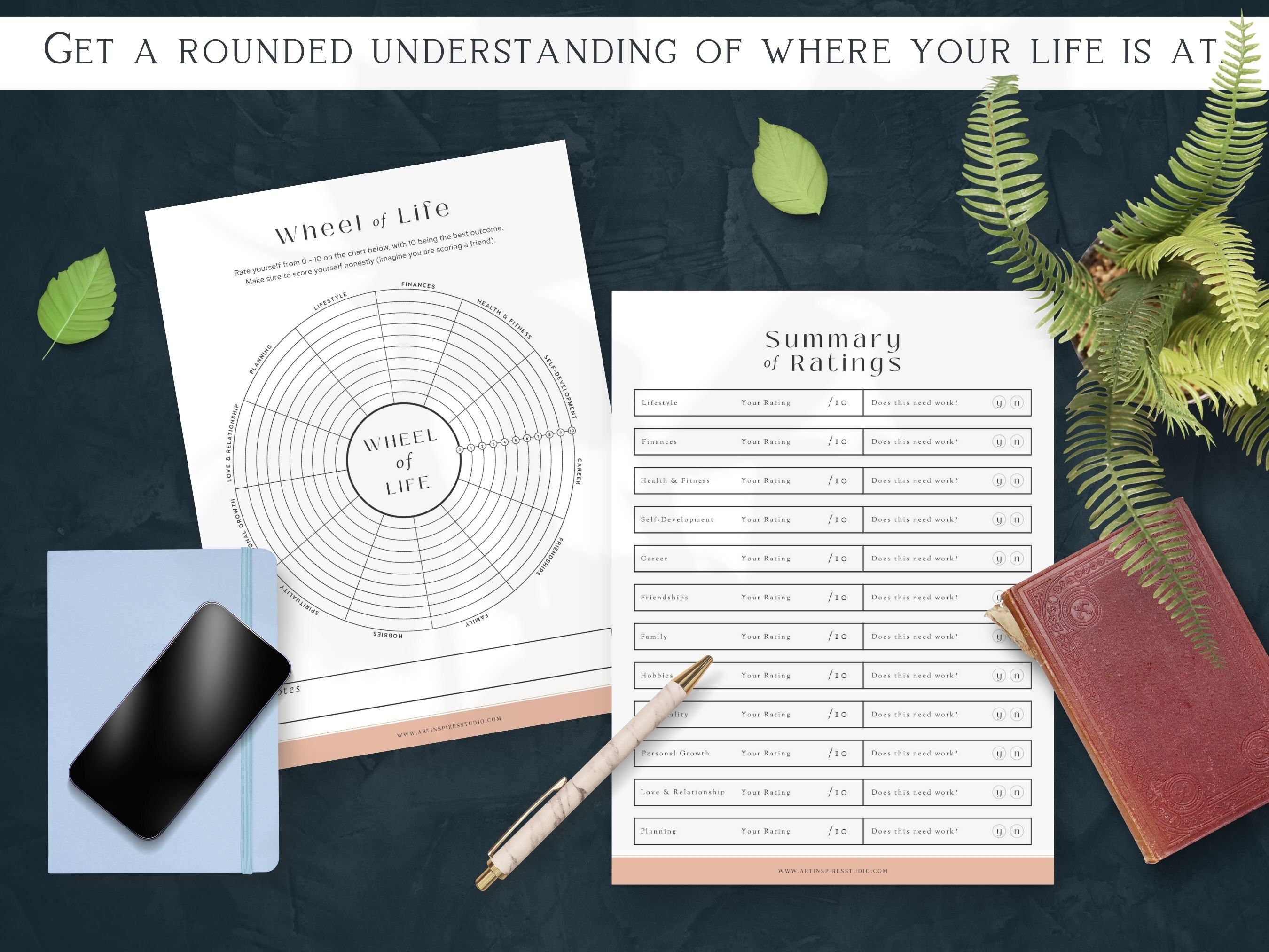 Wheel of Life Workbook, Self Care Printable, INSTANT DOWNLOAD, Self ...