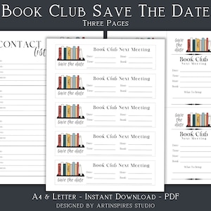 Book Club Save the Date, Book Club Kit, Book Club Printables, Book Club ...