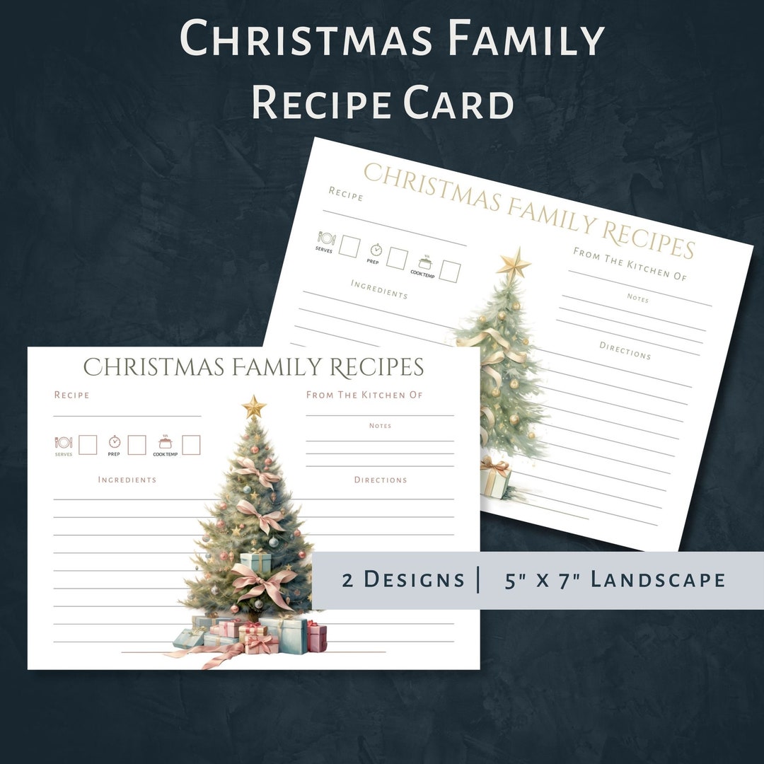 Christmas Recipe Card Printable, INSTANT DOWNLOAD, Family Holiday ...