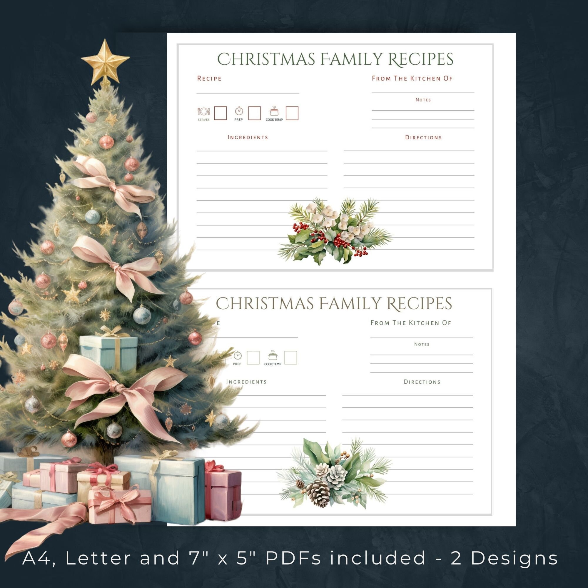 Christmas Recipe Card Printable INSTANT DOWNLOAD Family - Etsy