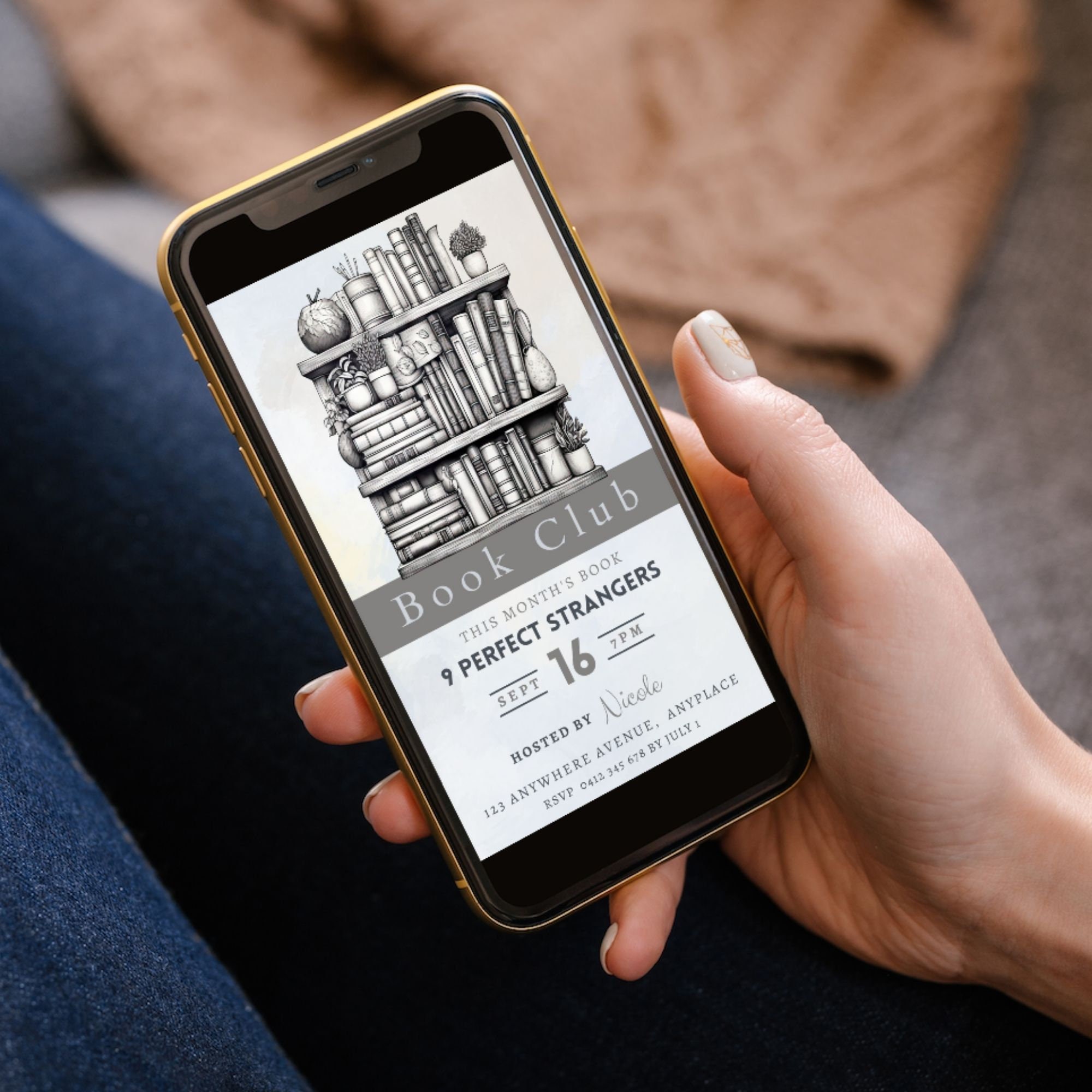 Book Club Digital Invitation Template, CANVA, Editable Invite for Text ...