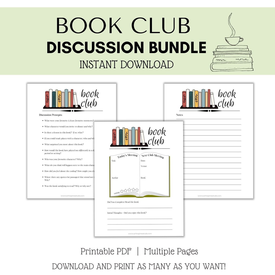 Book Club Planner Book Club Discussion Bundle Reading - Etsy