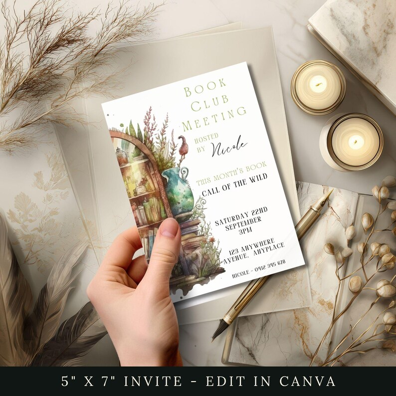 Book Club Invitation Template, CANVA, Editable Invite, Meeting ...