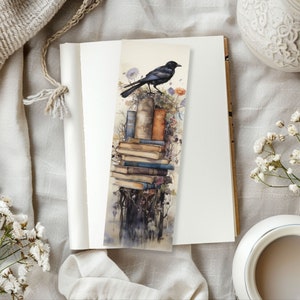 Raven Book Pile Bookmarks, INSTANT DOWNLOAD, Book Lovers Gift, Reading ...