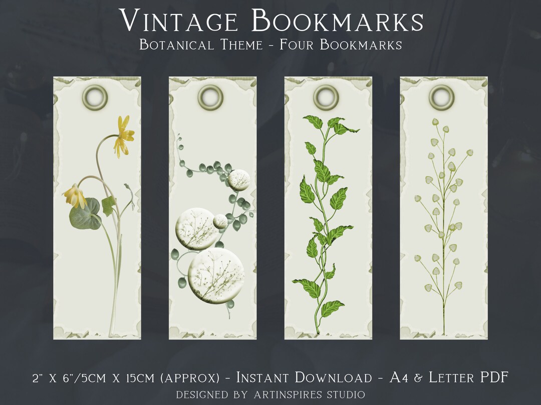 Vintage Printable Bookmarks Vintage Book Gift Botanical - Etsy