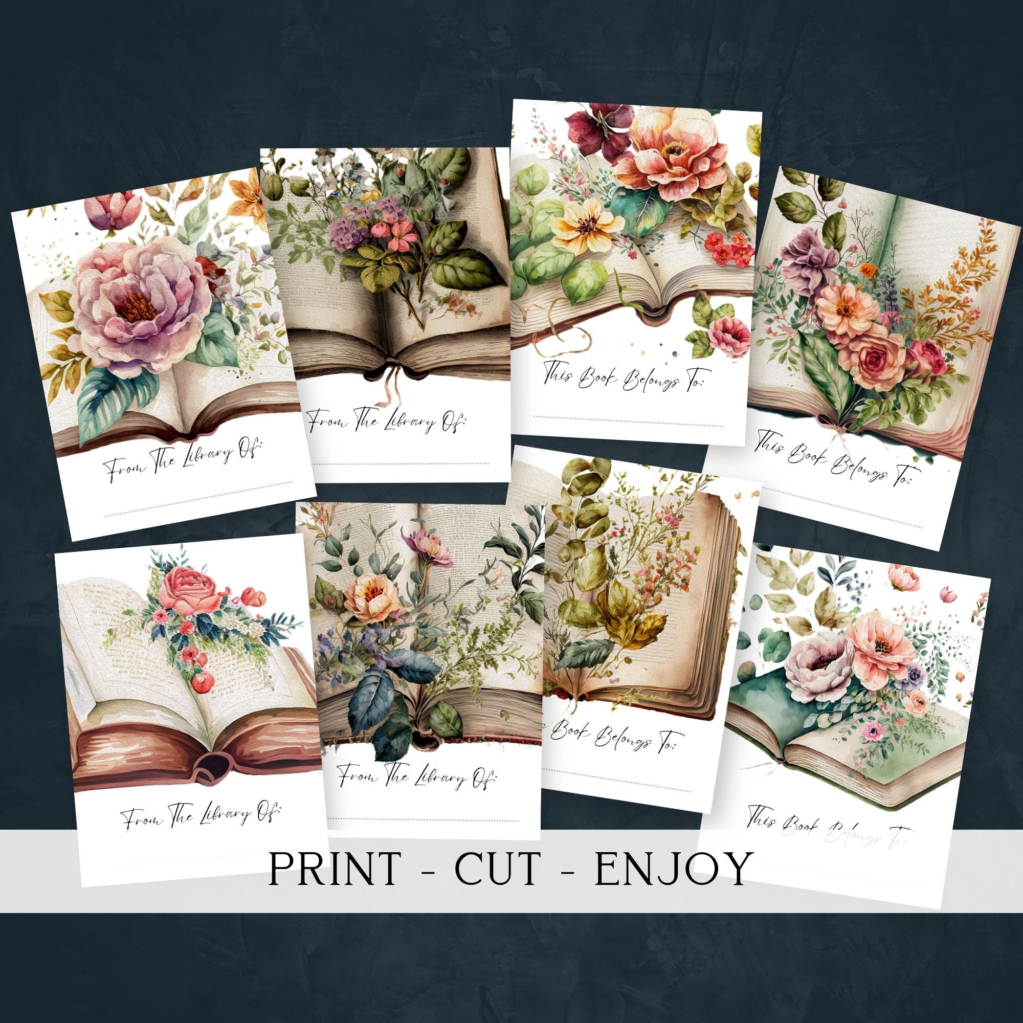 Floral Bookplates INSTANT DOWNLOAD PDF Printable Bookplates - Etsy
