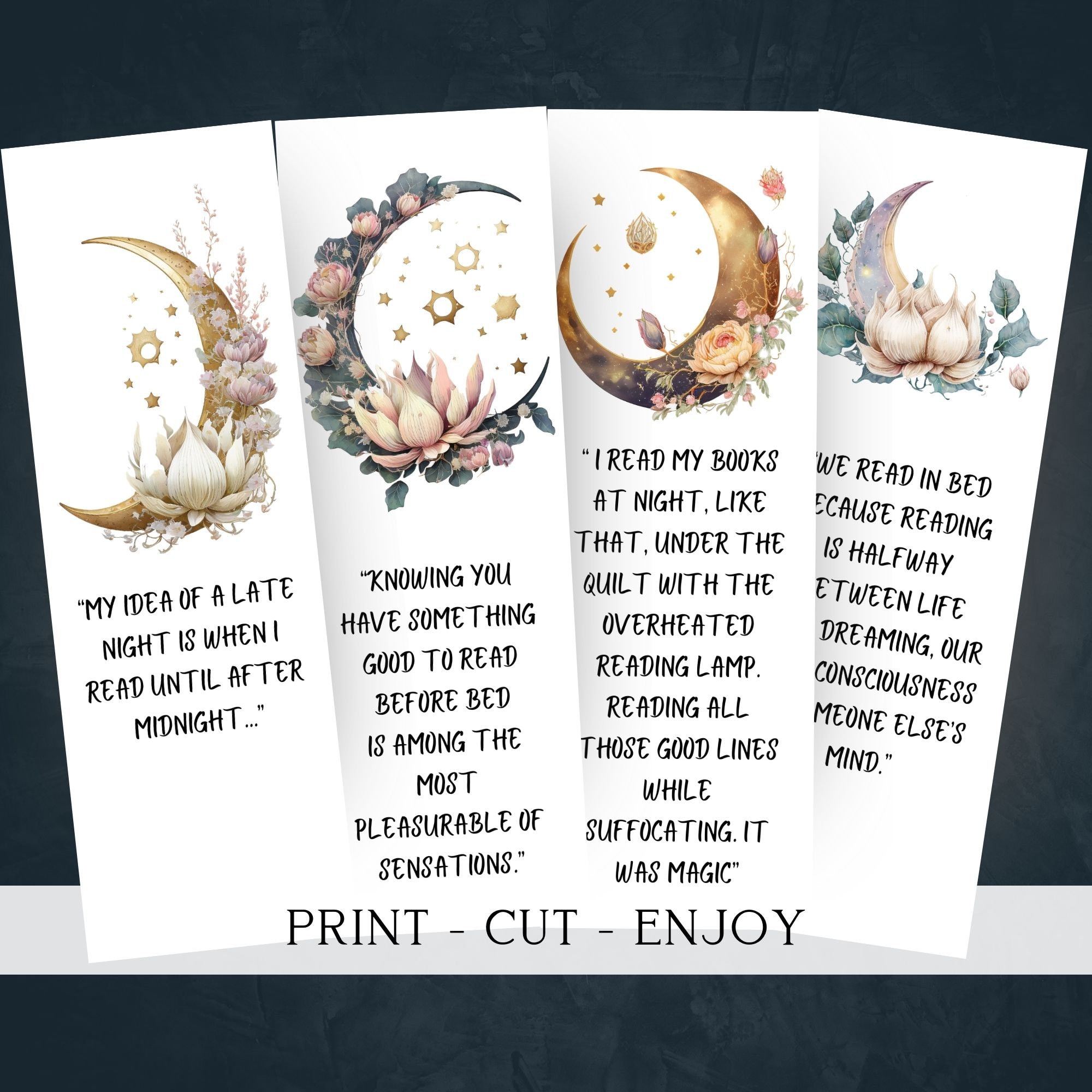 Illustrated Moon Bookmarks INSTANT DOWNLOAD Printable - Etsy