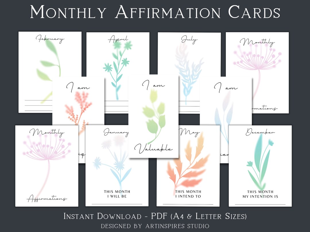 Monthly Affirmations, Affirmation Cards, Printable Affirmations ...