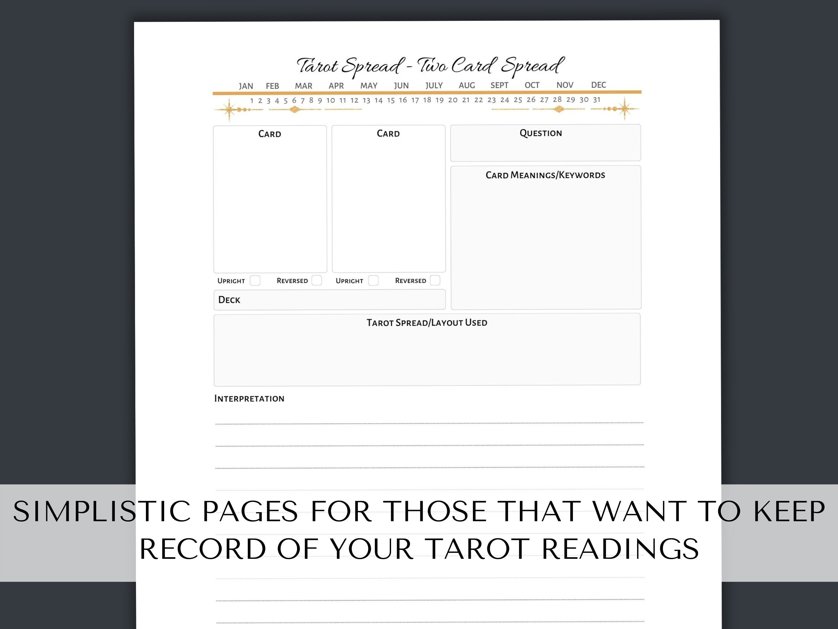 Tarot Journal Printable, Tarot Spreads Bundle, Printable Tarot Layouts ...