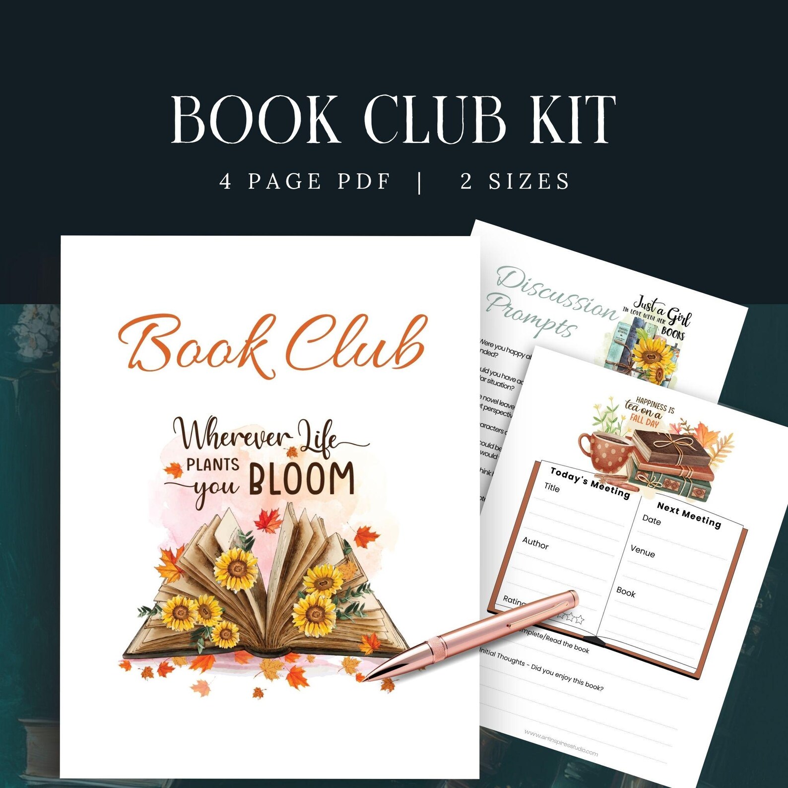 Tea Book Club Planner, Book Club Discussion, Book Review, Reading ...