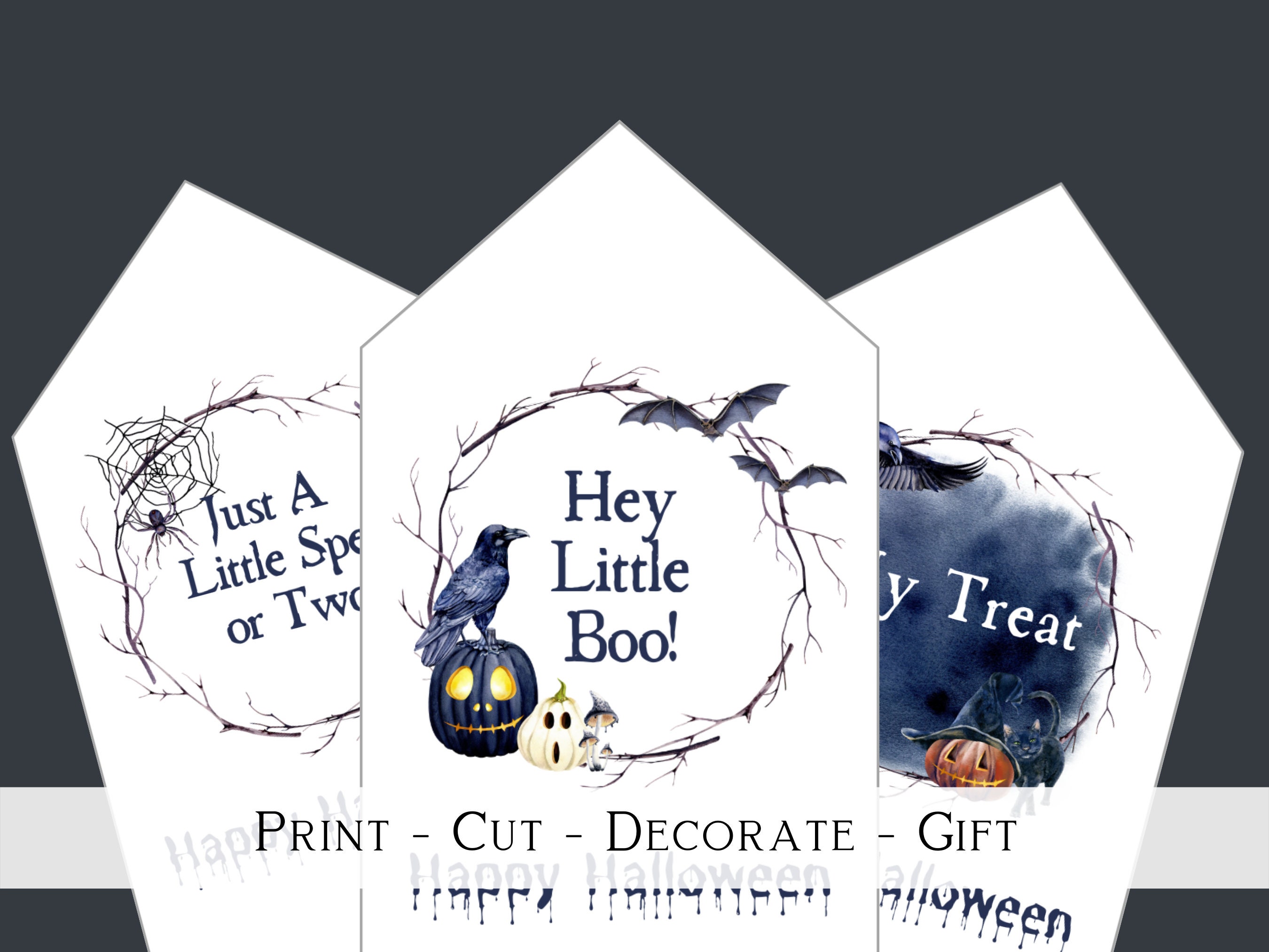 Halloween Printable Gift Tags Halloween Gift Tags Happy - Etsy