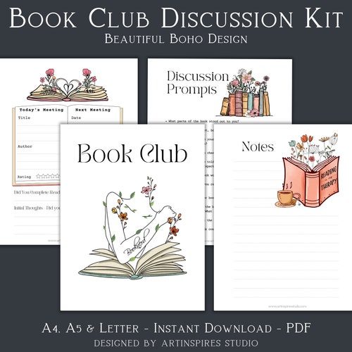 Book Club Planner Book Club Discussion Bundle Reading - Etsy
