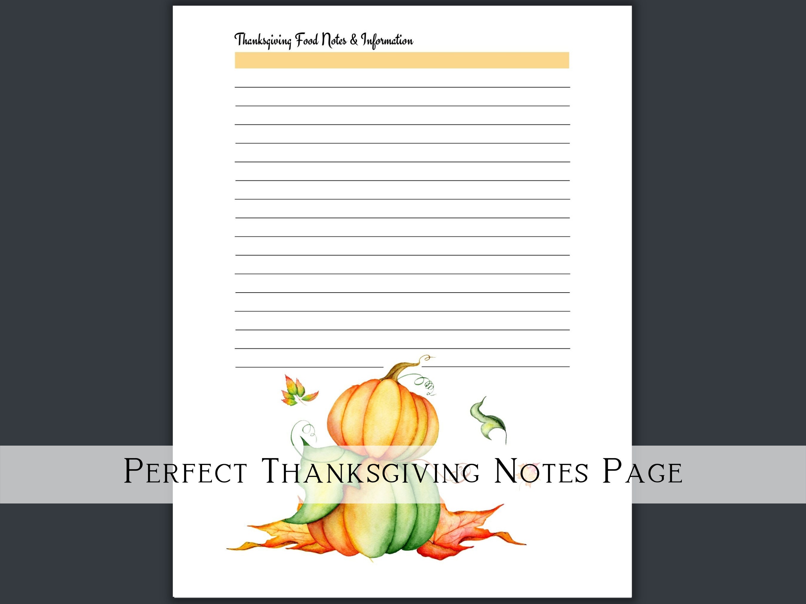 Thanksgiving Printable Recipe Kit, Thanksgiving Food Planner, Holiday ...