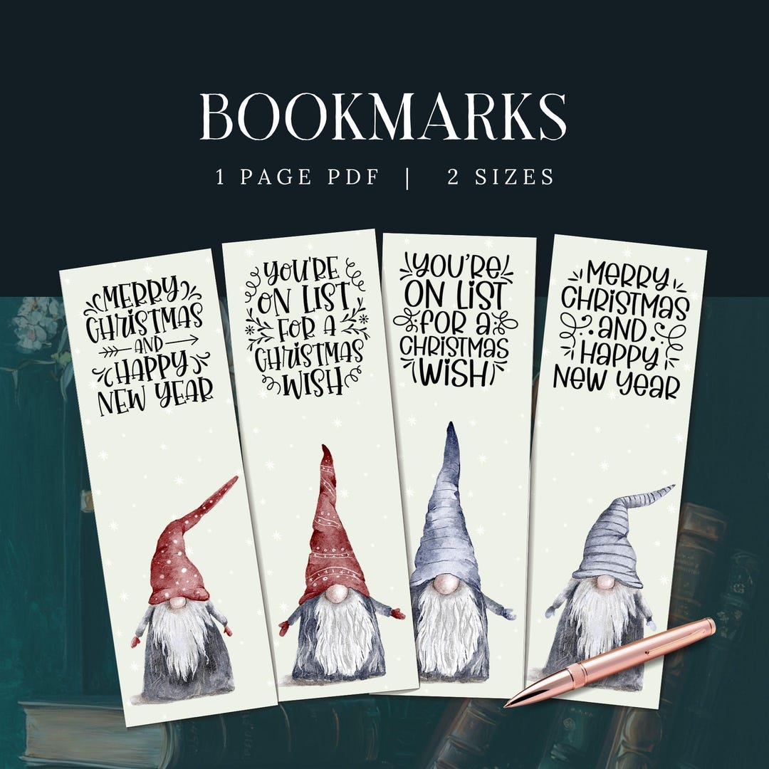 Christmas Printable Bookmarks, Christmas Book Gift, Christmas Wishes ...