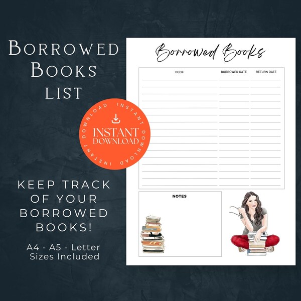 Book Borrowed List - Etsy