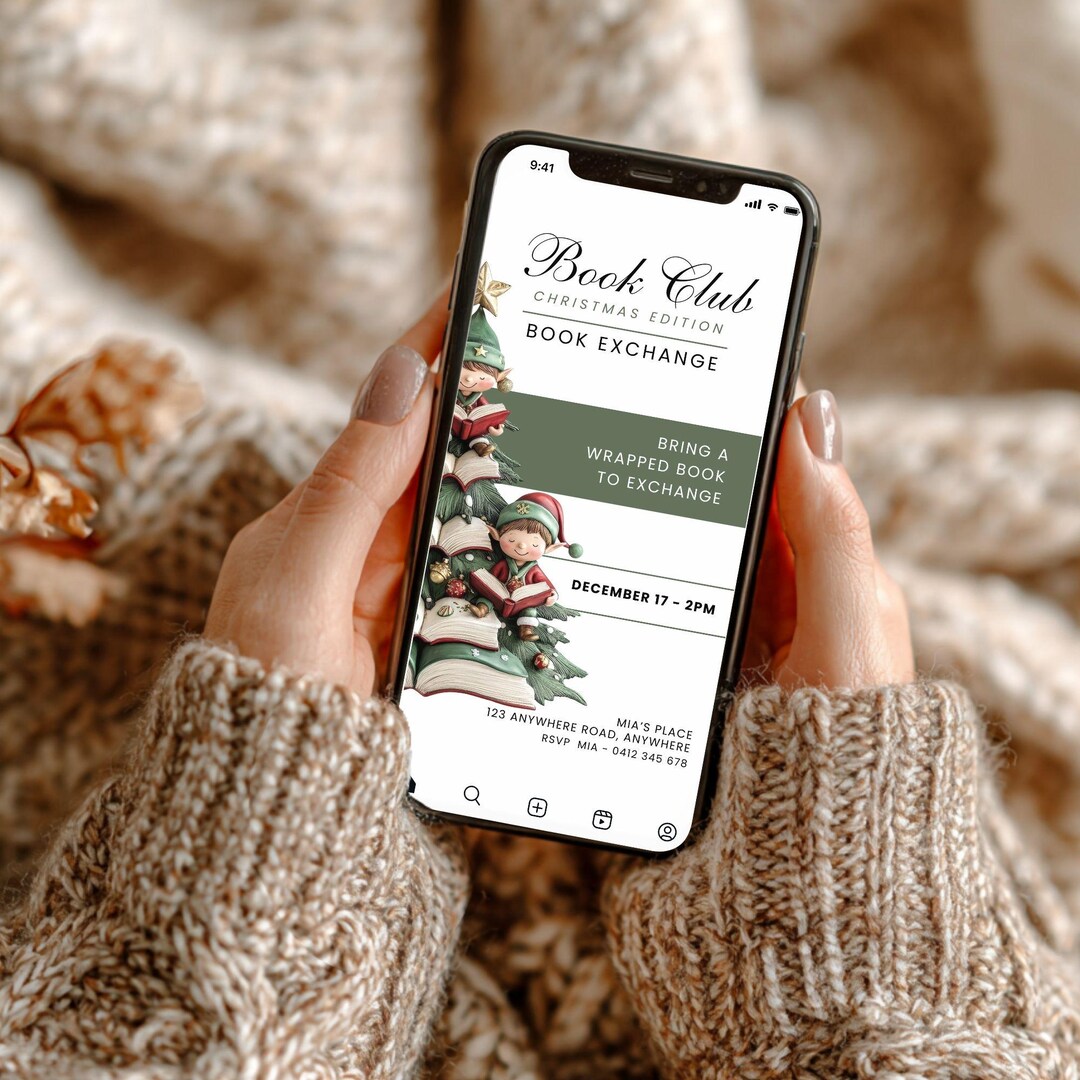 Book Swap Invite, CANVA , Holiday Book Exchange, Digital Book Club ...