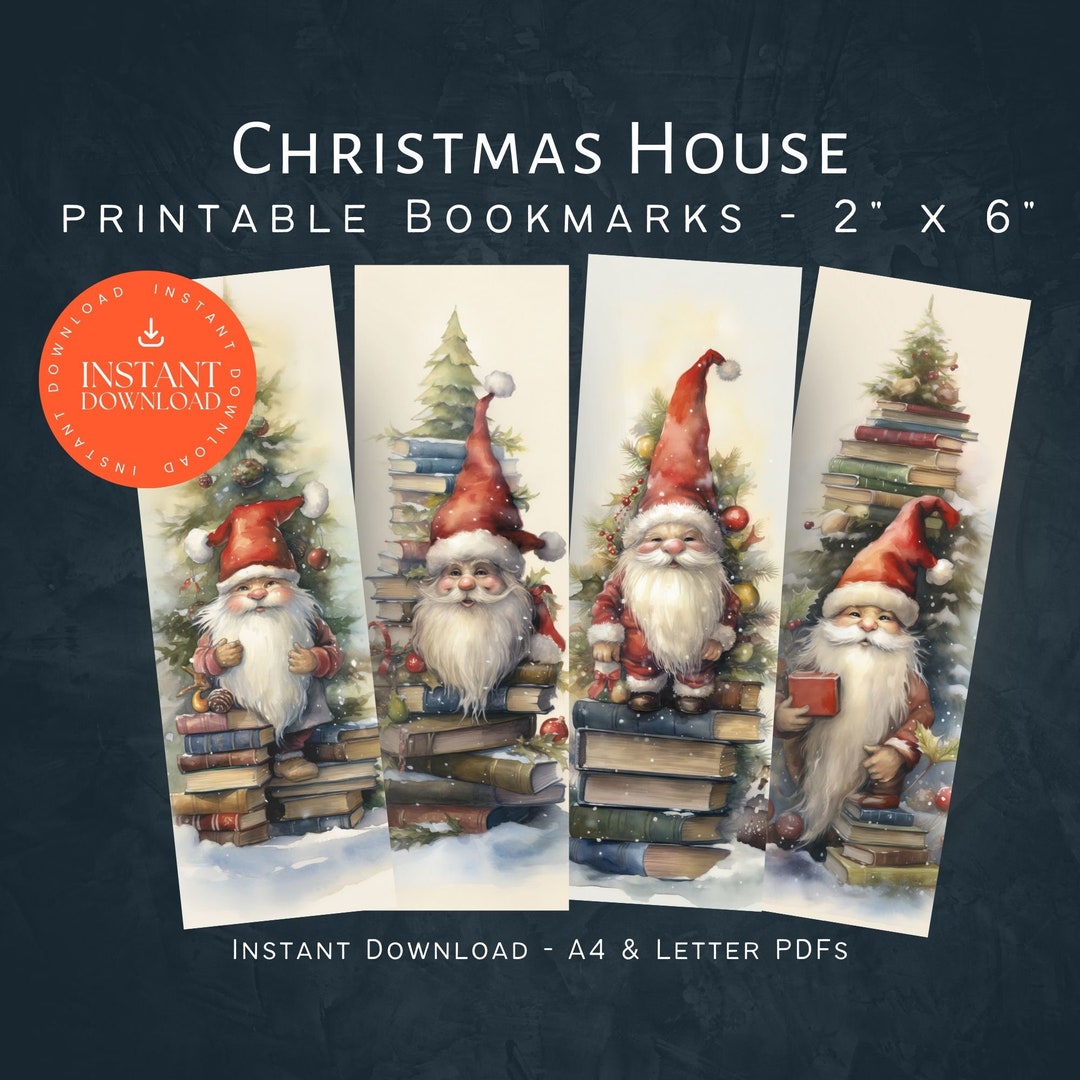 Christmas Printable Bookmarks Santa, INSTANT DOWNLOAD, Xmas Reading ...