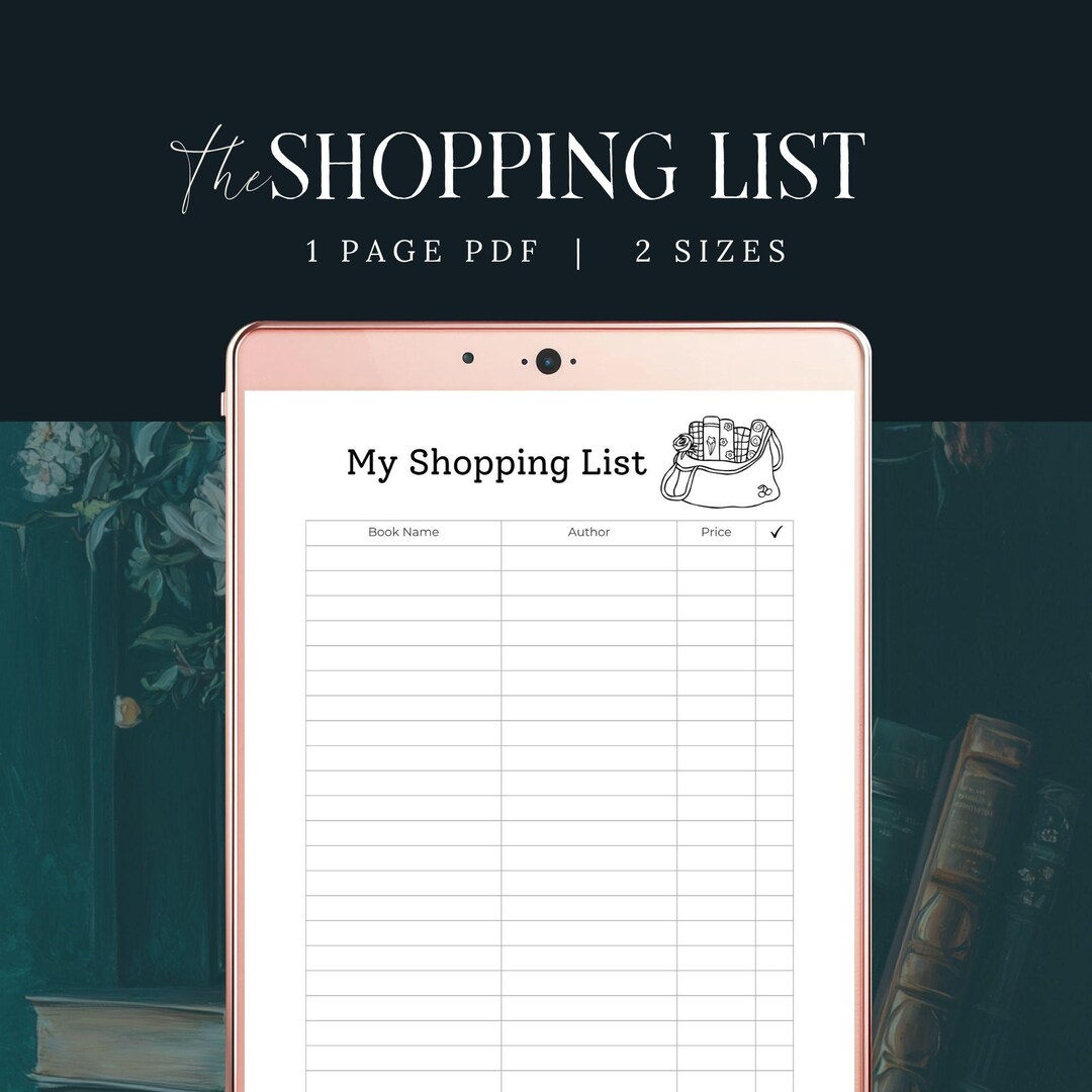 Book Shopping List Printable, INSTANT DOWNLOAD, Book Club Kit Journal ...