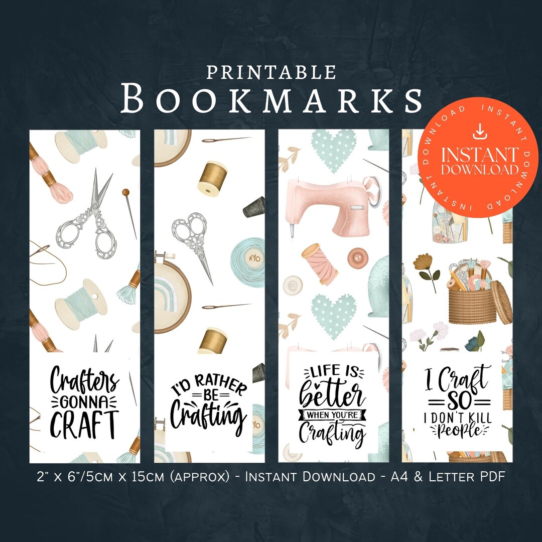 Printable Craft Quote Bookmarks, INSTANT DOWNLOAD, Printable Bookmark ...