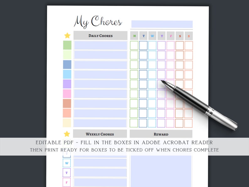 Cleaning Schedule, Editable Chores List, Chore List, Cleaning Chart ...