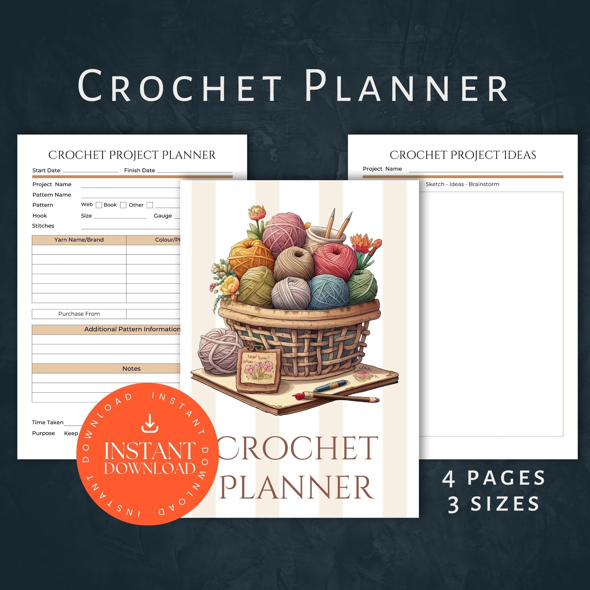 Yarn Balls Crochet Planner Kit, INSTANT DOWNLOAD, Crochet Journal PDF ...