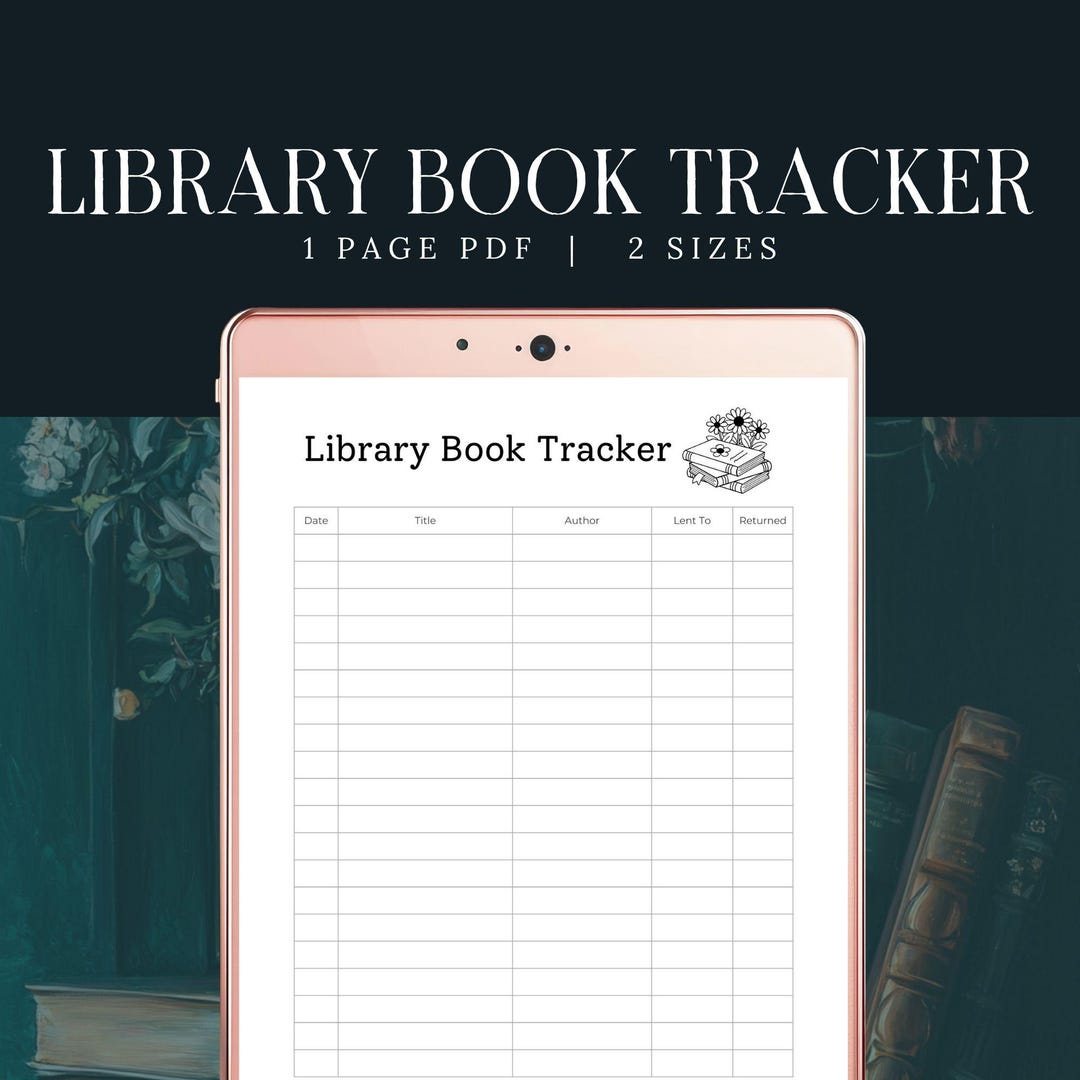 Library Book Tracker, INSTANT DOWNLOAD, Book Club Kit Journal, Borrowed ...