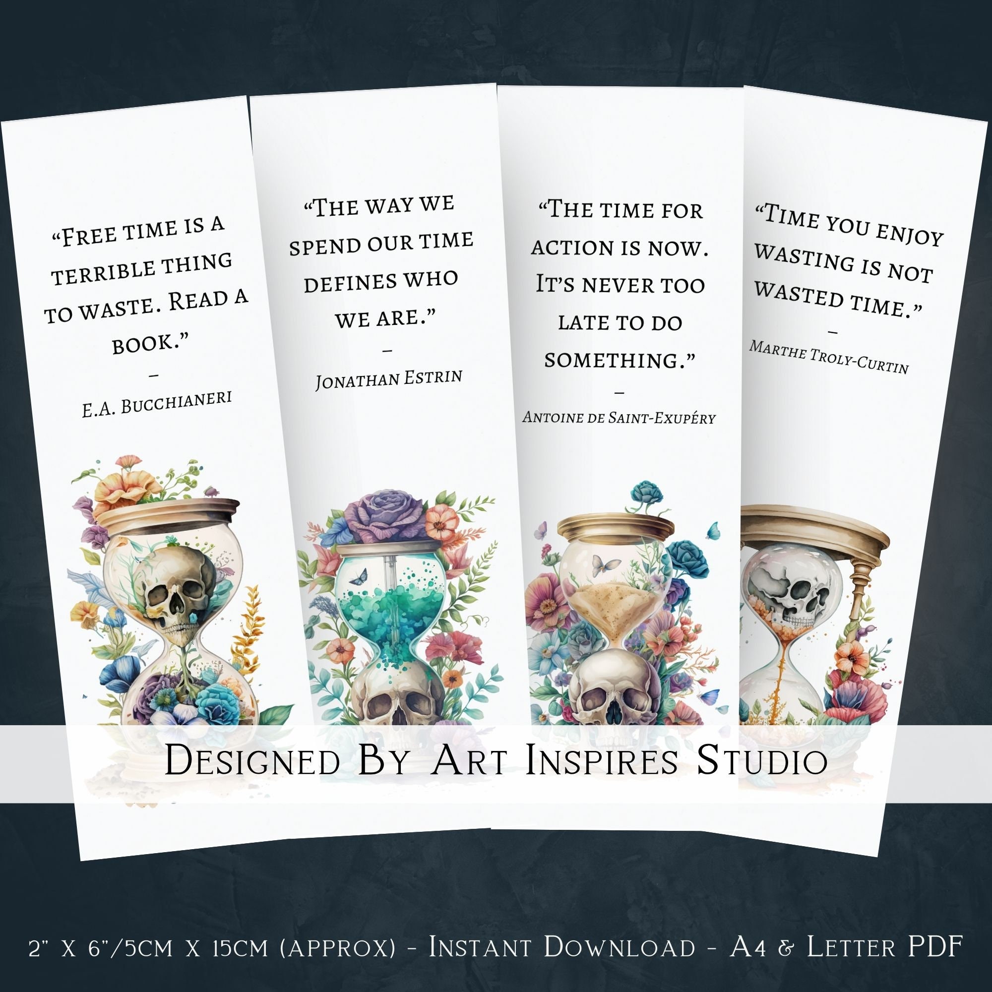 Printable Skull Bookmarks, INSTANT DOWNLOAD, Printable Bookmark, Book ...