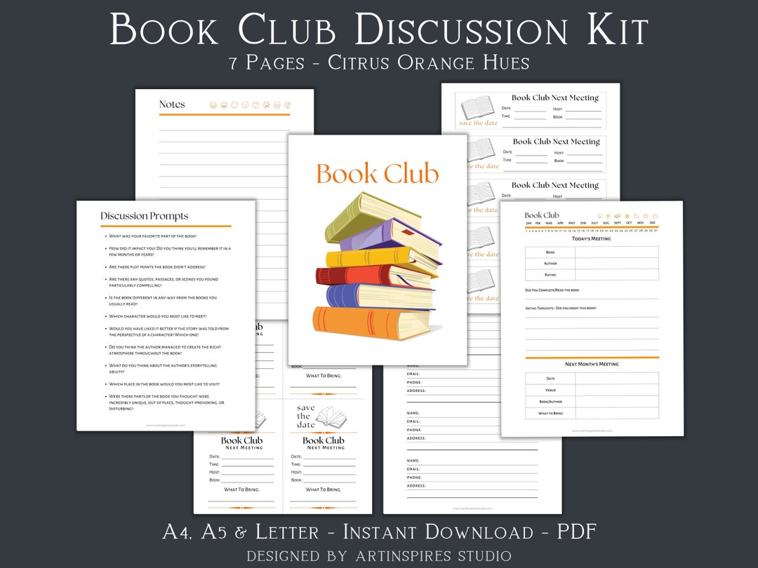 Printable Book Club Planner, Book Club Discussion, Book Review, Reading ...