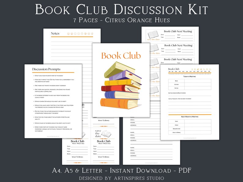 Printable Book Club Planner Book Club Discussion Book - Etsy